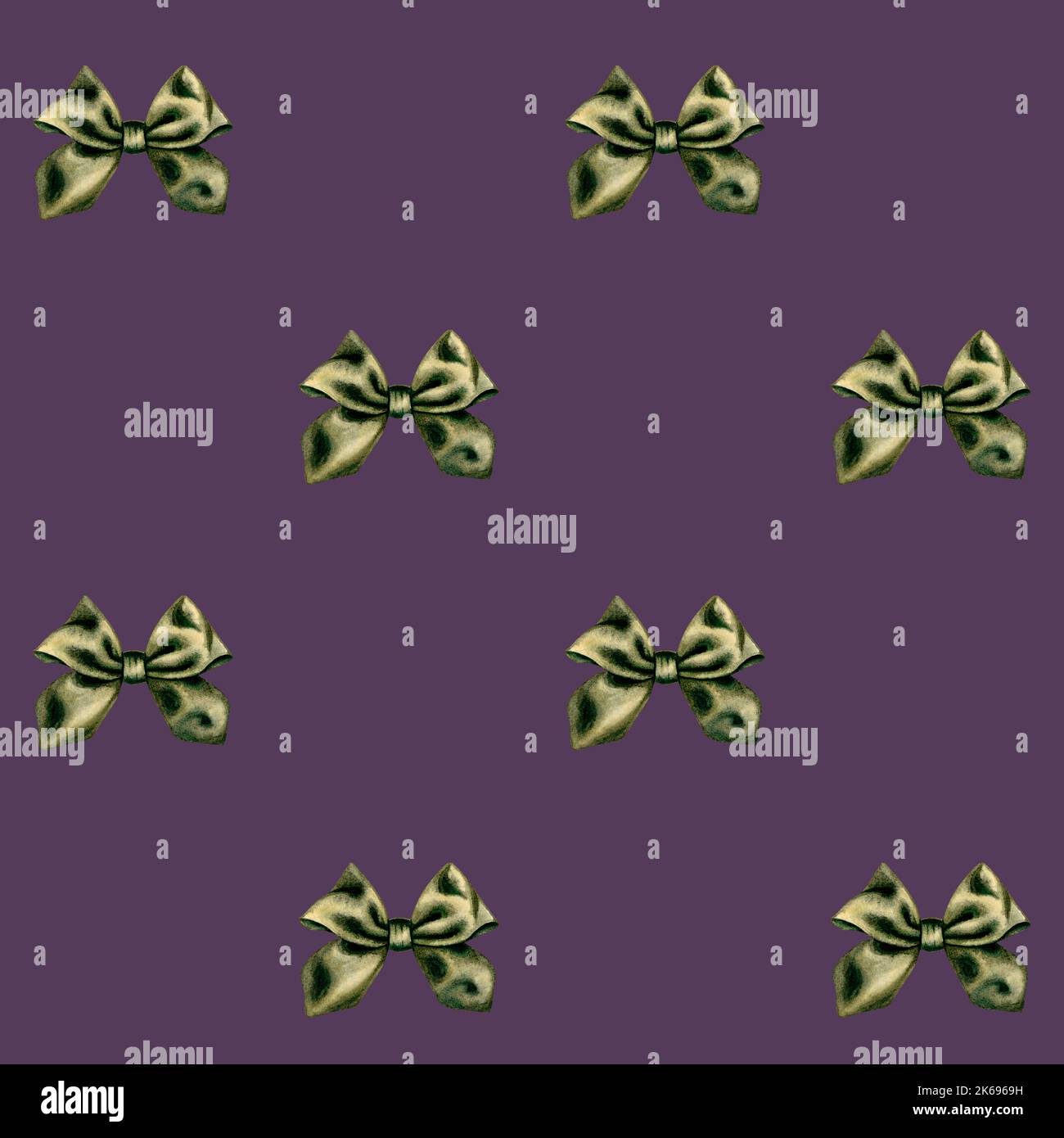 Simple elegant watercolor seamless pattern with bows on a colored ...