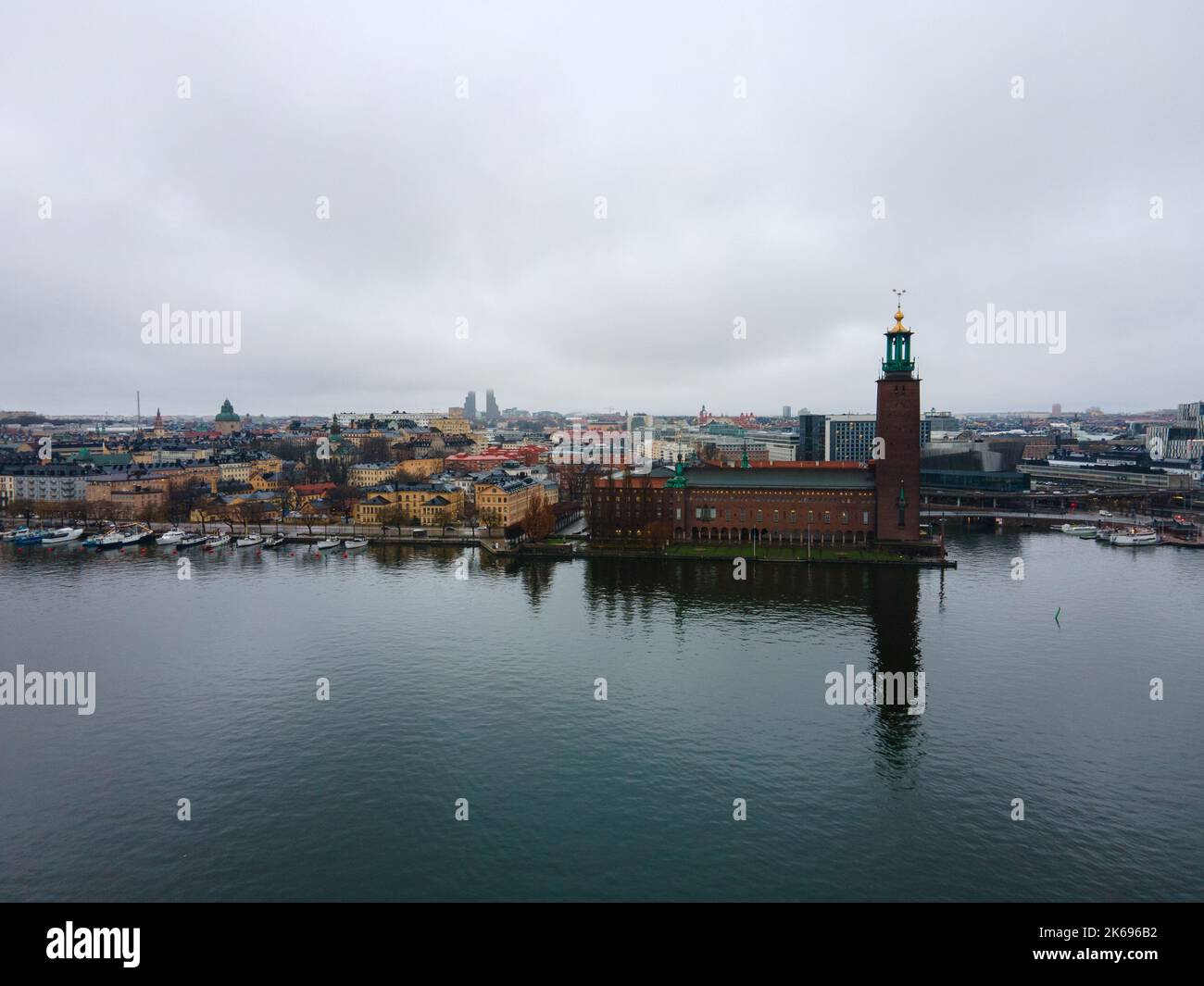 Stockholm, Sweden - 30 12 2020: Areal view of the City Hall (Rådhuset ...