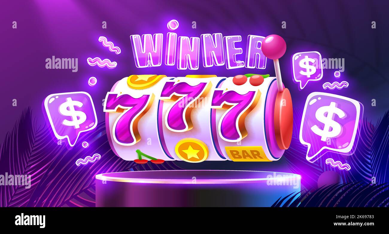 Casino slots machine winner, jackpot fortune of luck, 777 win banner ...