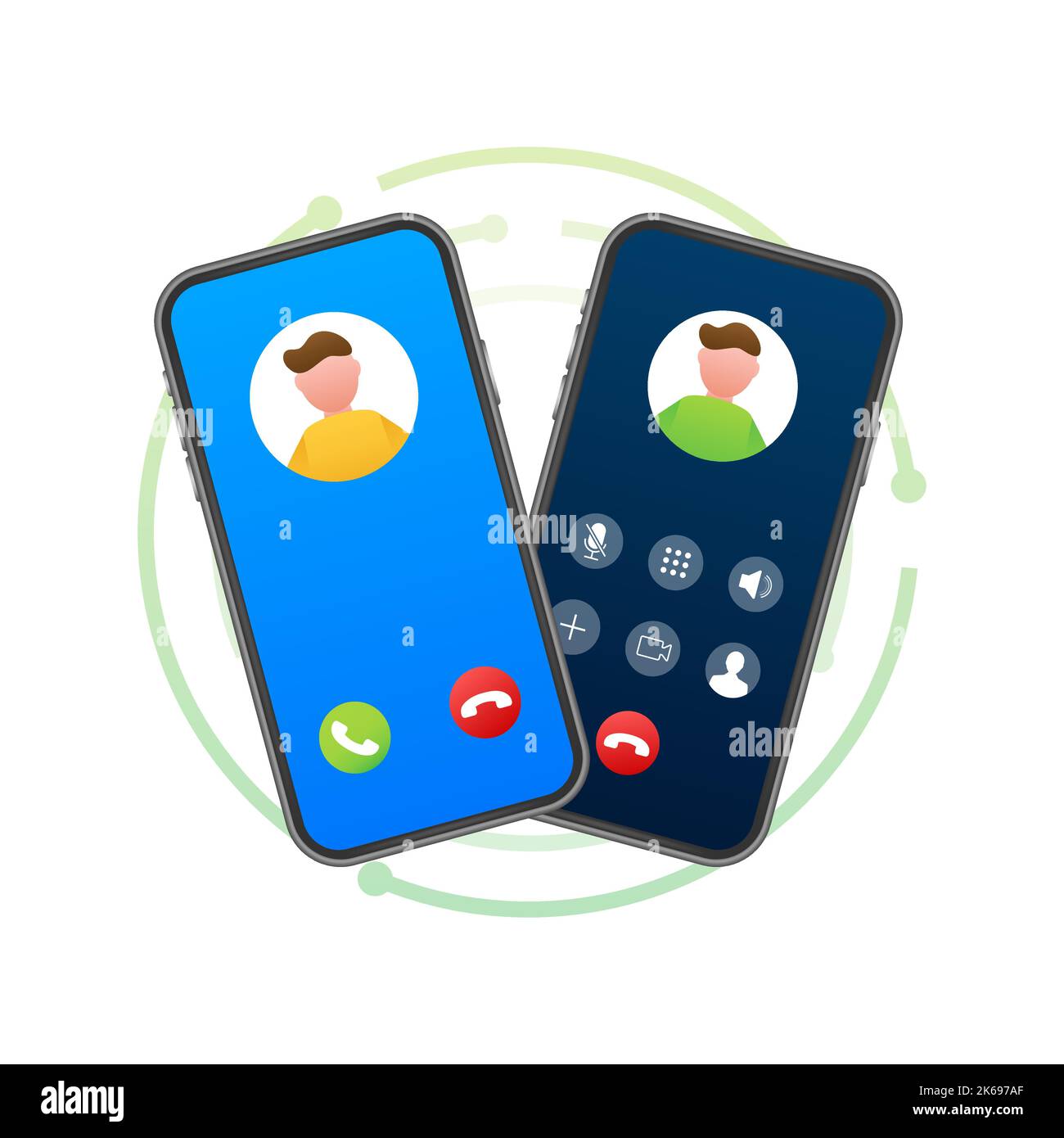 Smartphone with incoming call on display. Incoming call. Vector stock ...