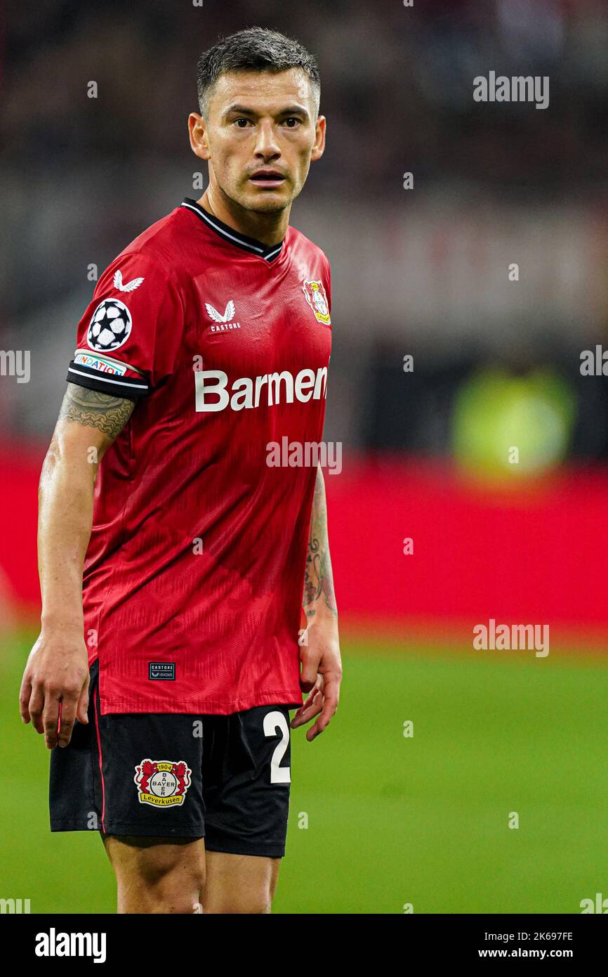 LEVERKUSEN, GERMANY - OCTOBER 12: Charles Aranguiz of Bayer 04 Leverkusen during the Group B ...