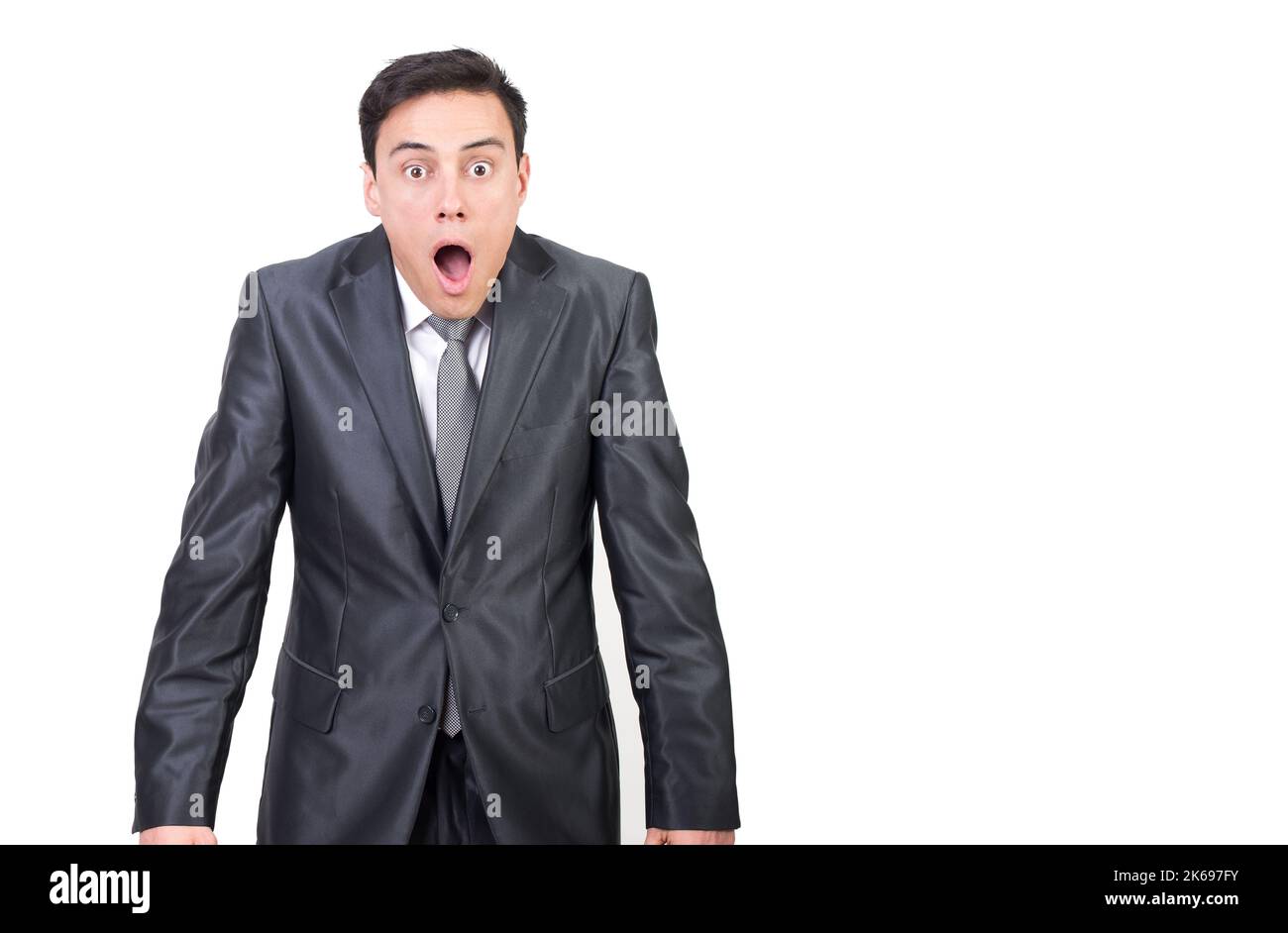 Surprised Man In Suit With Opened Mouth Stock Photo Alamy