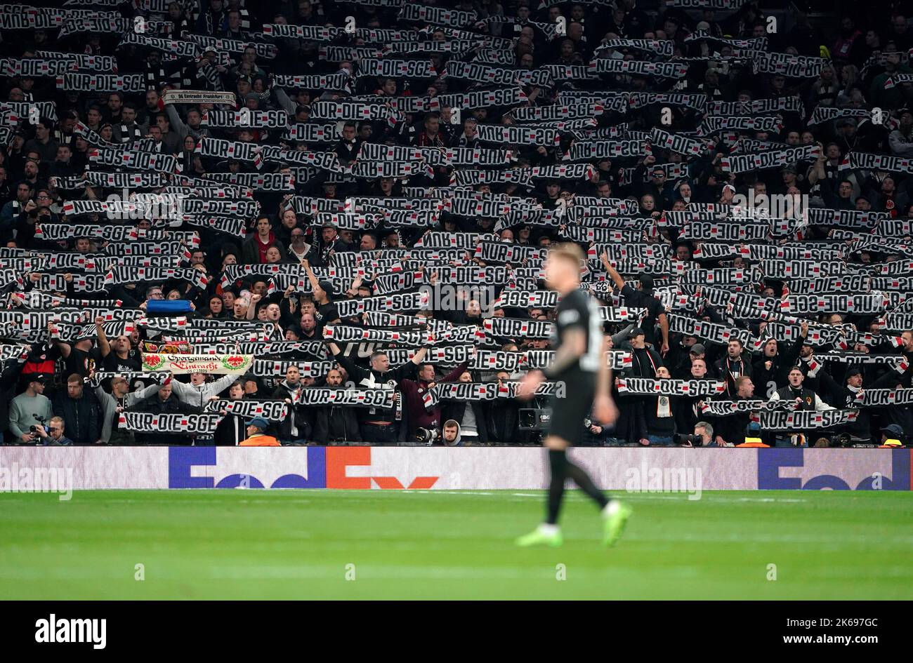 Eintracht Frankfurt fans hold up scarves during the UEFA Champions ...