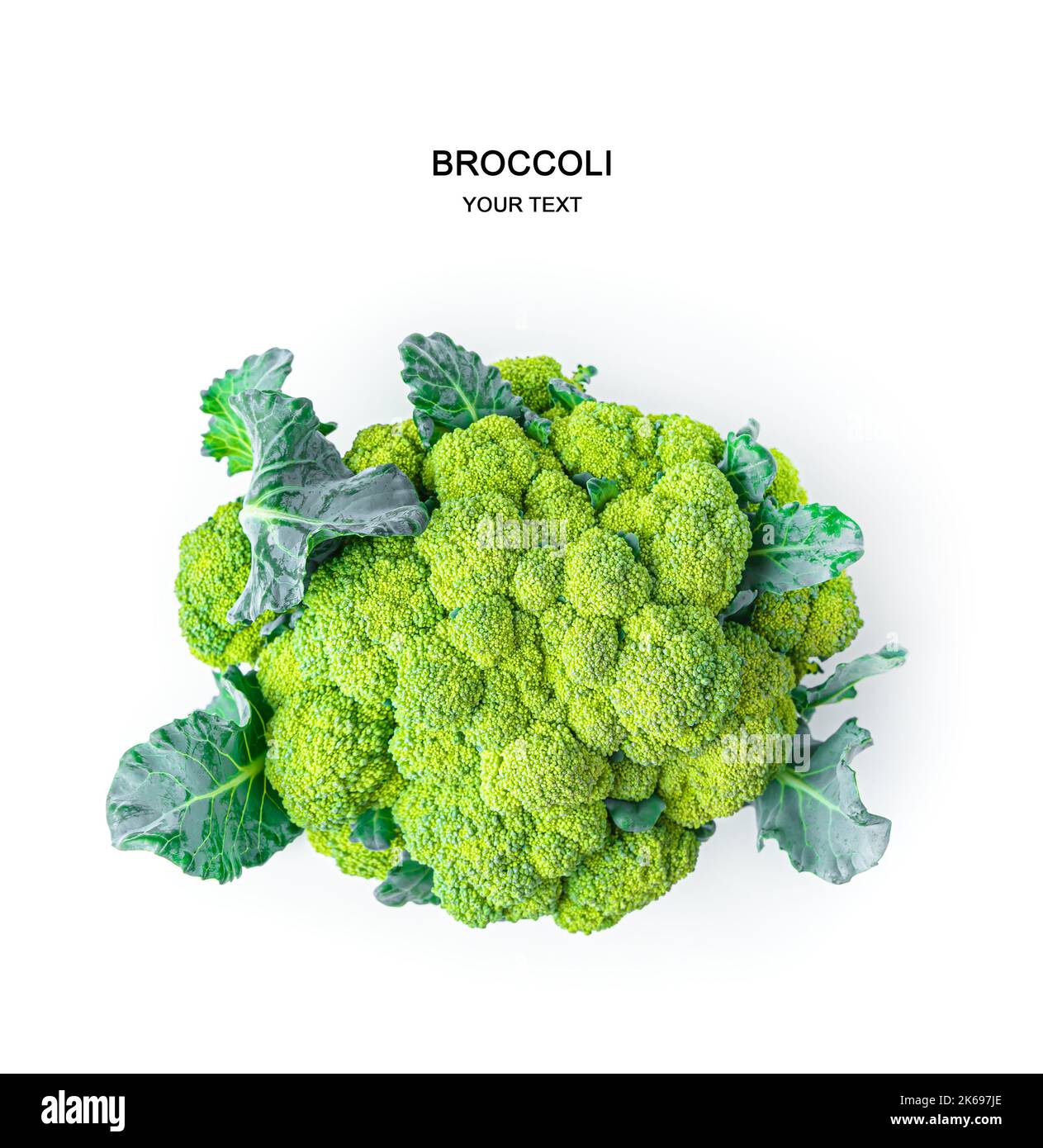 The inflorescence of ripe green broccoli is isolated on a white ...