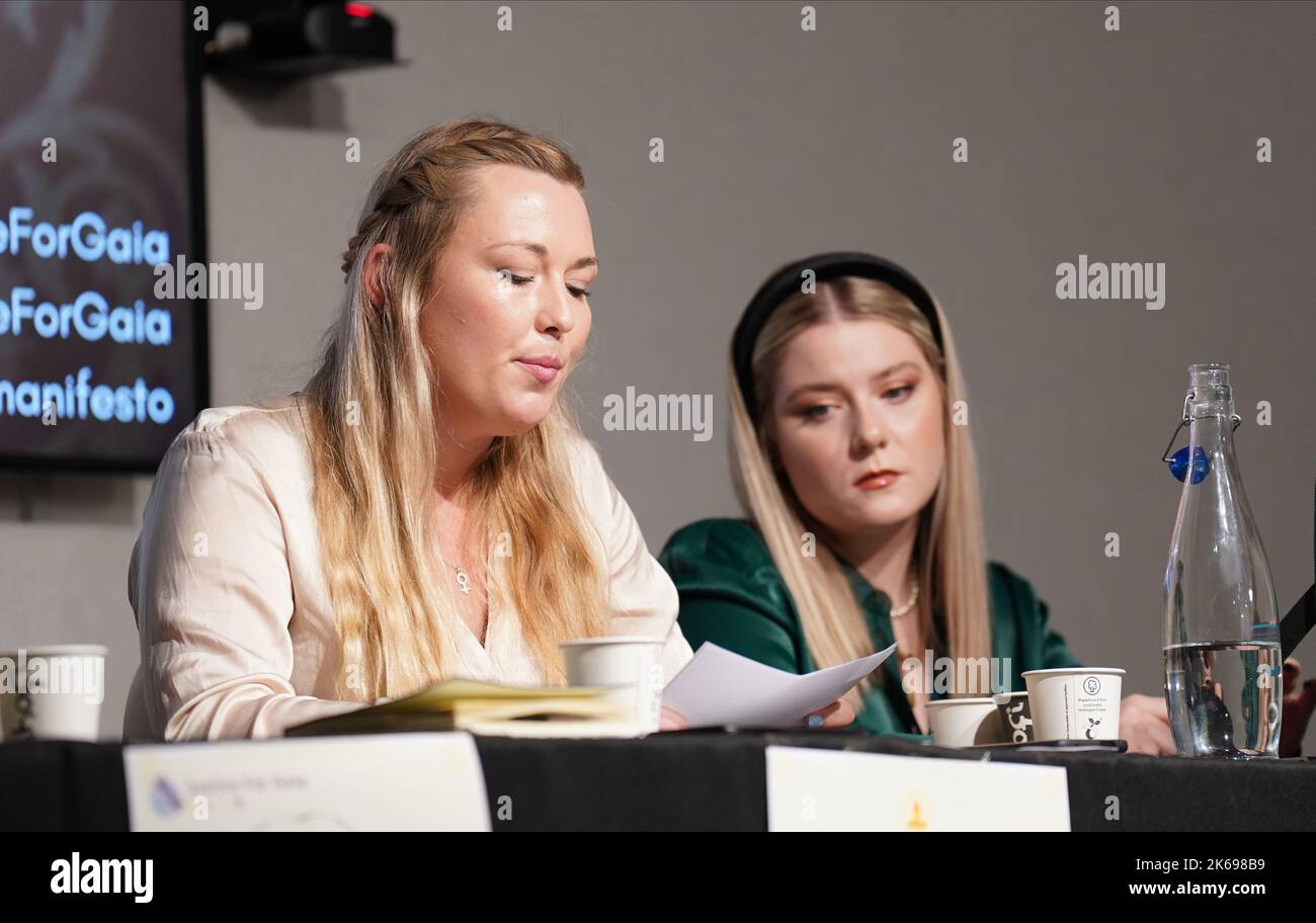 Gaia Pope-Sutherland's cousin Marienna Pope-Weidemann, speaks during a ...