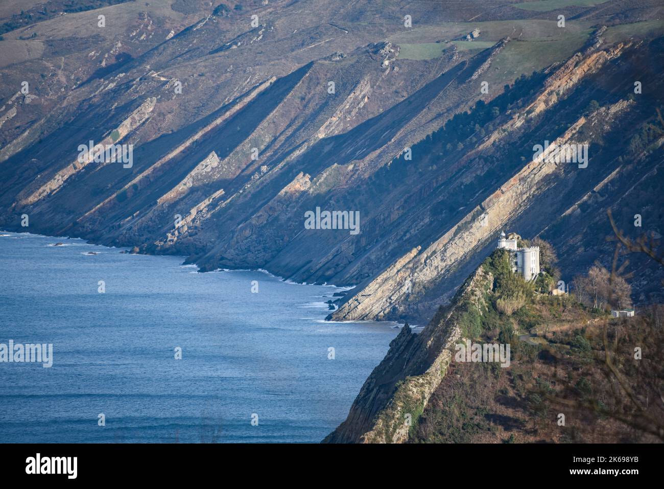 The Faro de la Plata Llighthouse and Cantabrian Sea. Monte Ulia, Pasaia ...