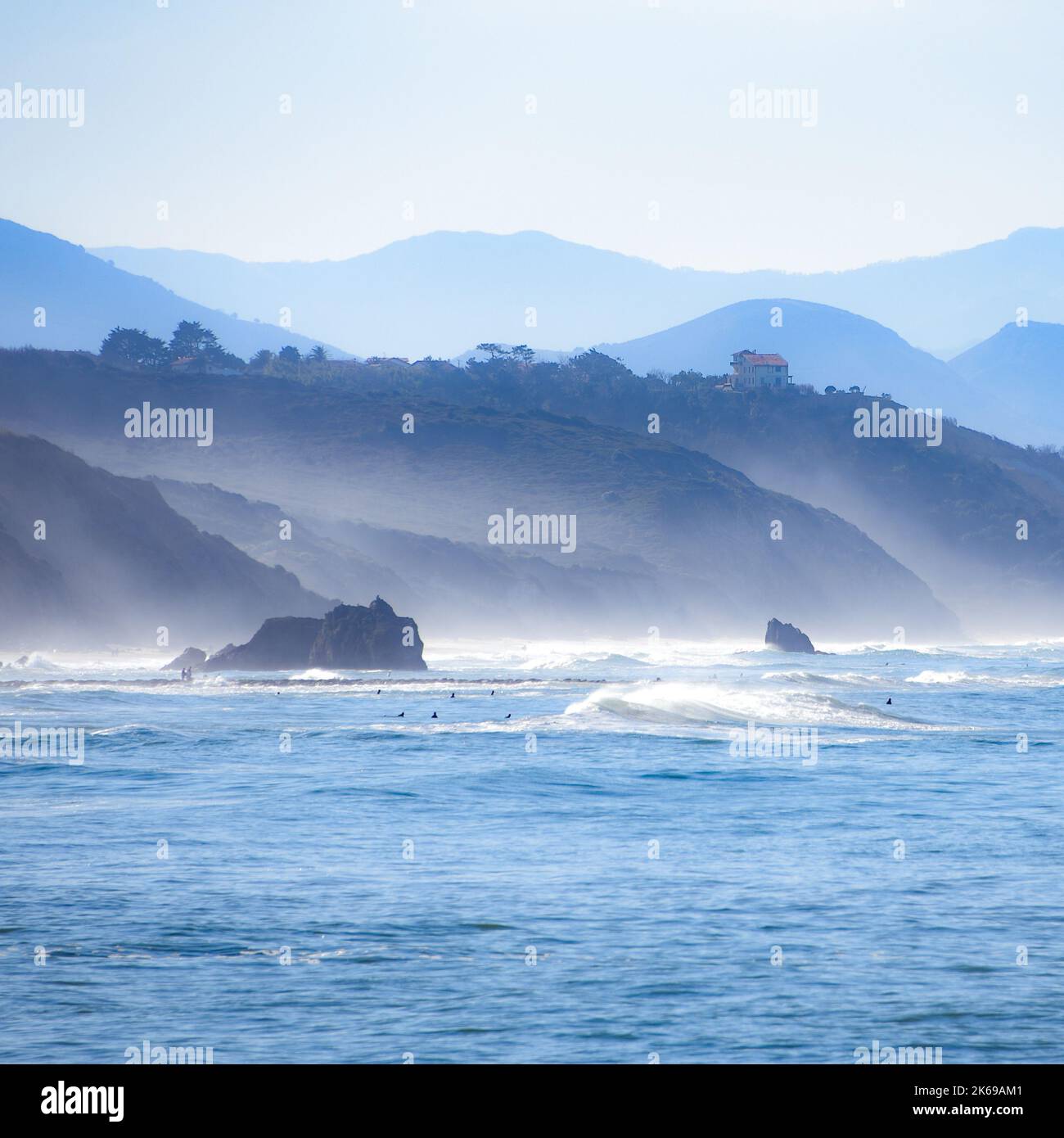 Winter landscapes along the Cote des Basques Beach, Biarritz, France ...