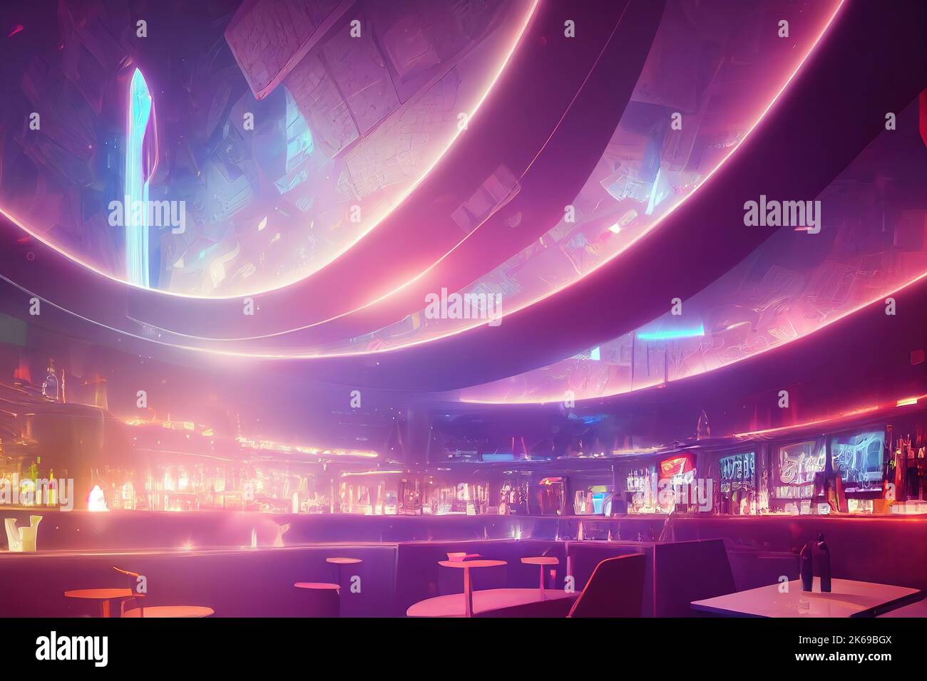 Bar Stools , cyberpunk BAR in Cyberpunk city. Neons, cybercity ...