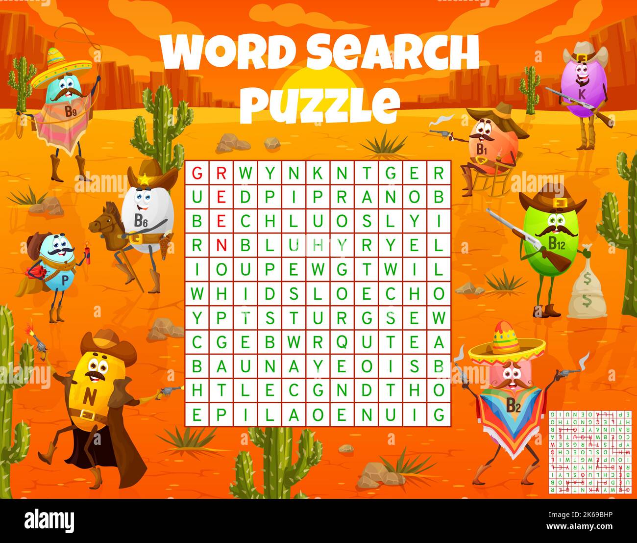 Wild West cartoon vitamin cowboy, sheriff, ranger and bandit characters ...