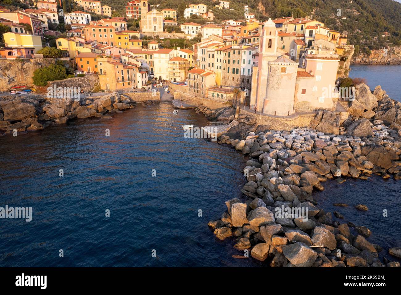 Aerial photographic documentation of the Ligurian village of Tellaro ...