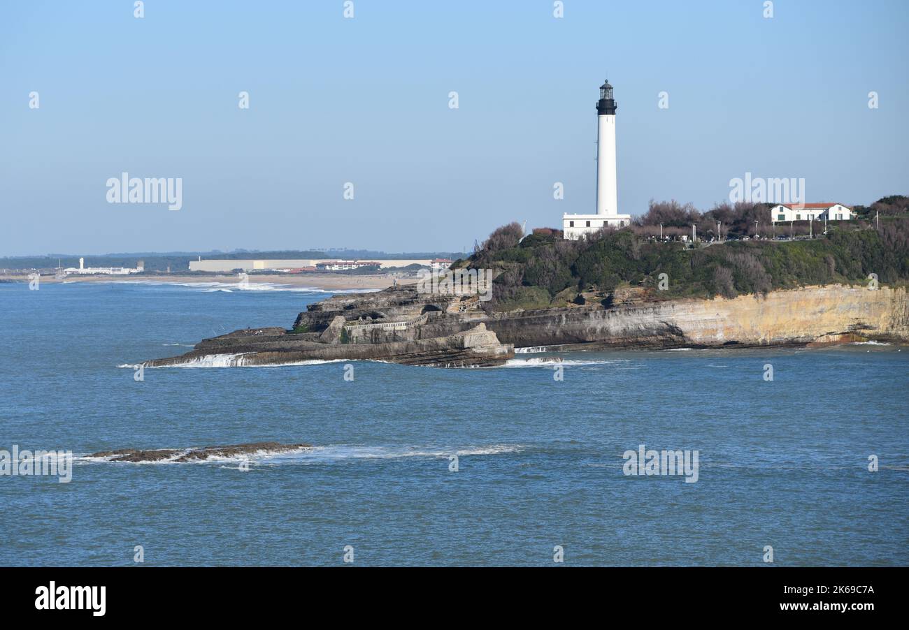 Biarritz, France - 15 Jan, 2023: Winter views of the Phare de Biarritz ...