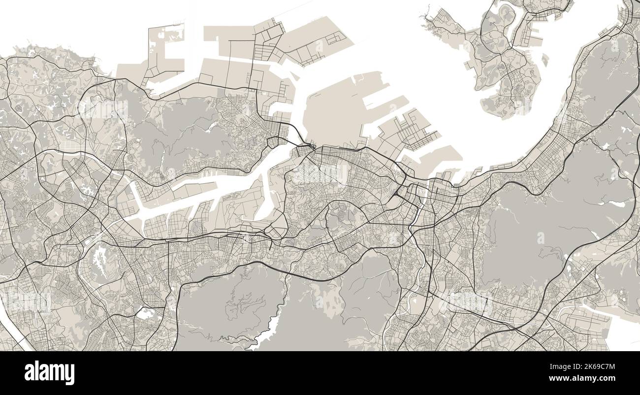 Vector map of Kitakyushu, Japan. Urban city road map poster ...