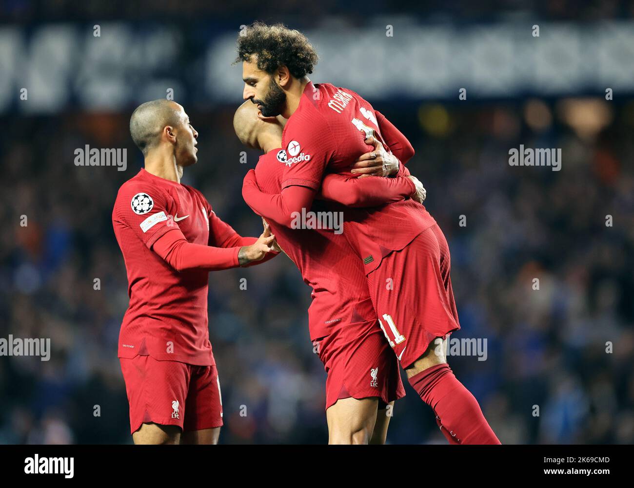 Liverpool's Mohamed Salah celebrates scoring their side's fifth goal of ...