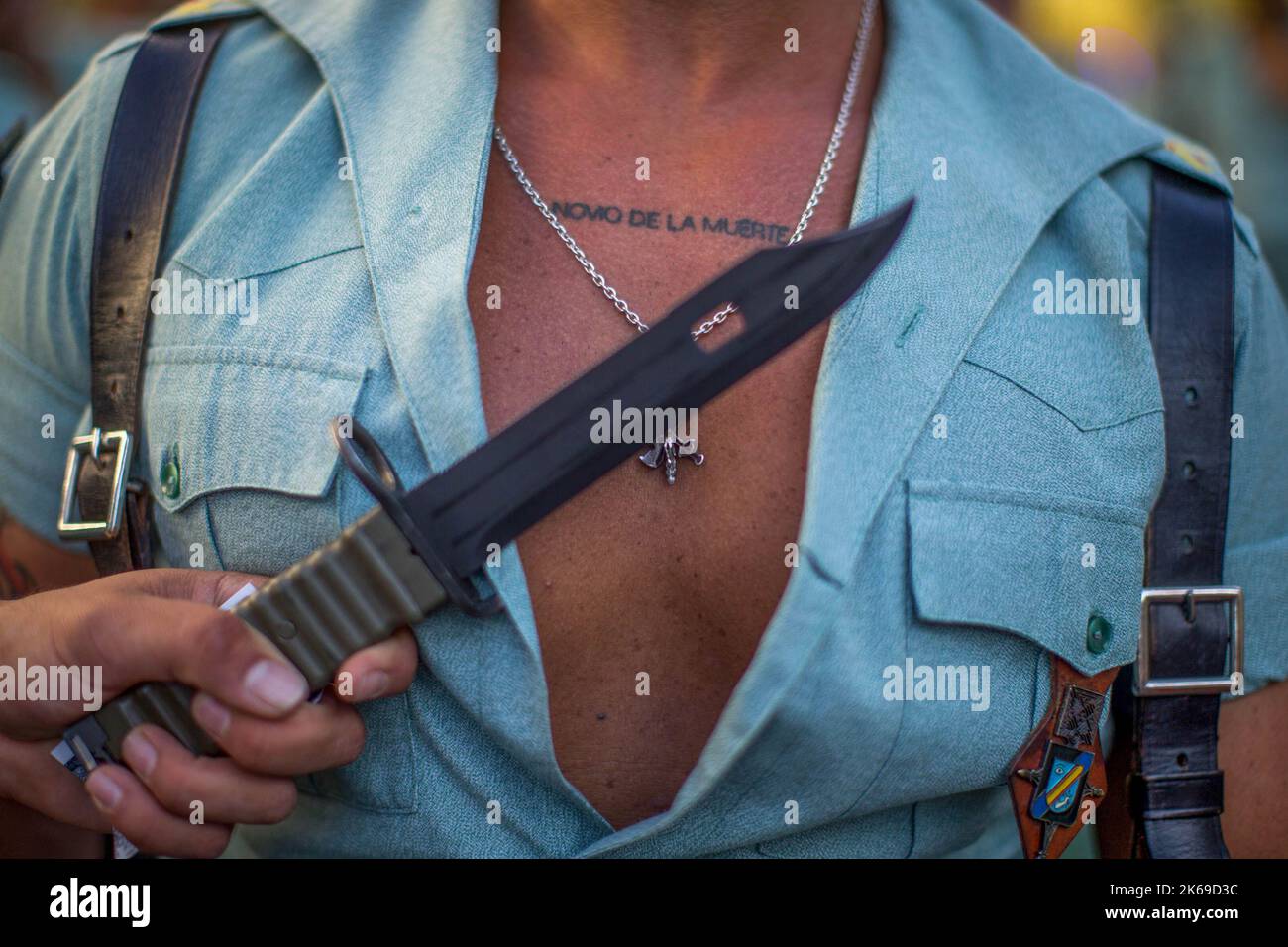 Madrid, Spain. 12th Oct, 2022. A member of La Legión, an elite unit of ...