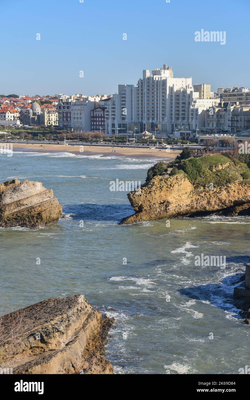 Biarritz, France - 15 Jan, 2023: Winter views of the Phare de Biarritz ...