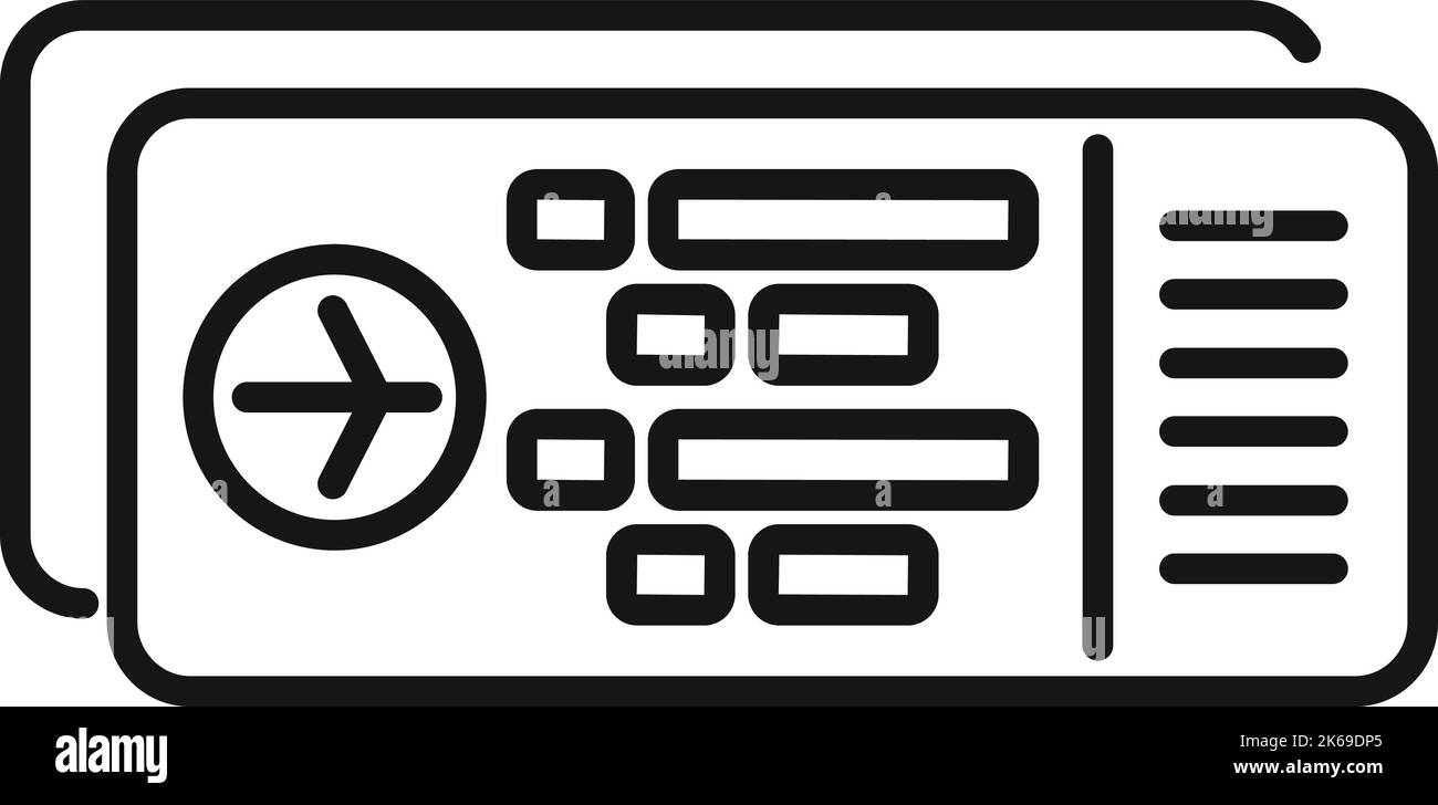 Air card ticket icon outline vector. Plane pass. Fly trip Stock Vector ...