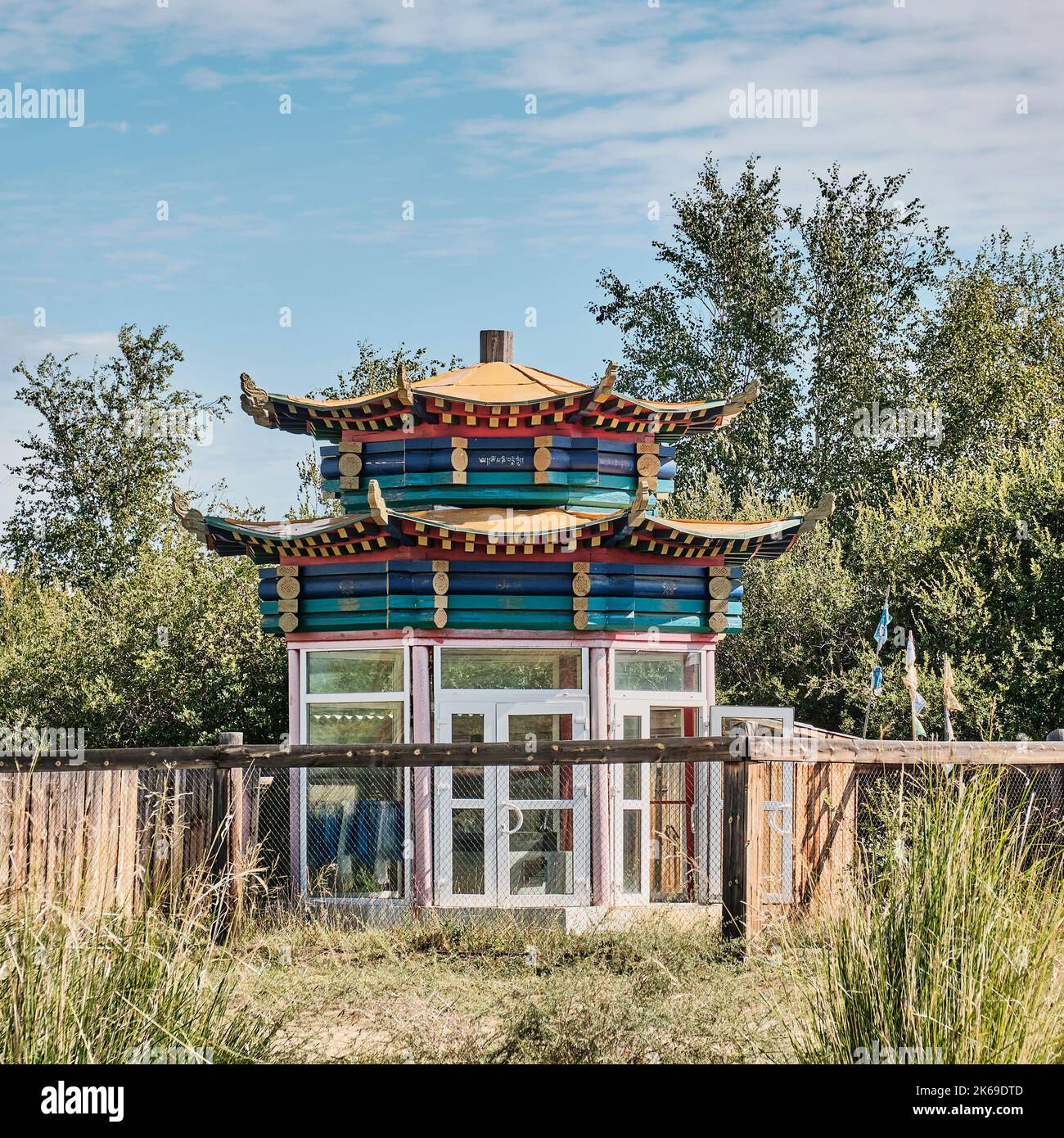 Pavilion with sculpture Little Buddha by Dashi Namdakov. Ivolginsky ...