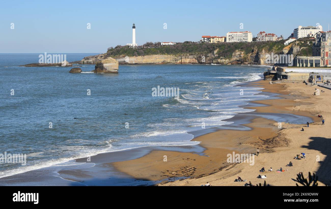 Biarritz, France - 15 Jan, 2023: Winter views of the Phare de Biarritz ...