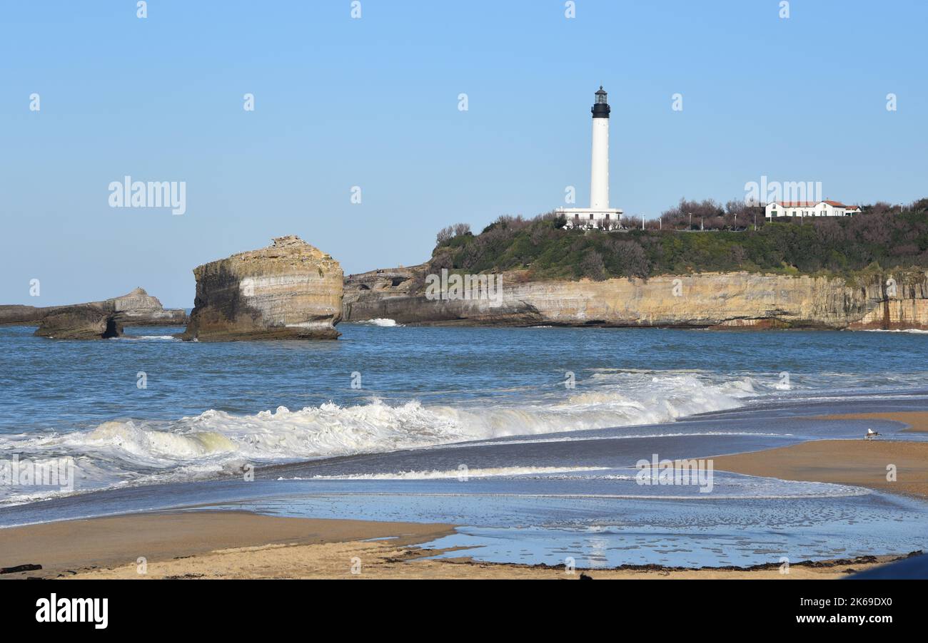 Biarritz, France - 15 Jan, 2023: Winter views of the Phare de Biarritz ...