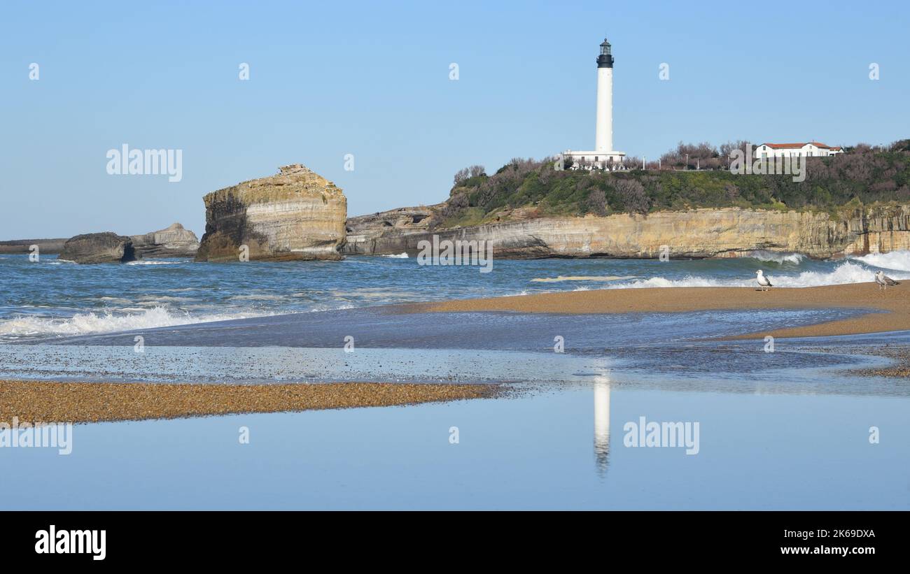 Biarritz, France - 15 Jan, 2023: Winter views of the Phare de Biarritz ...