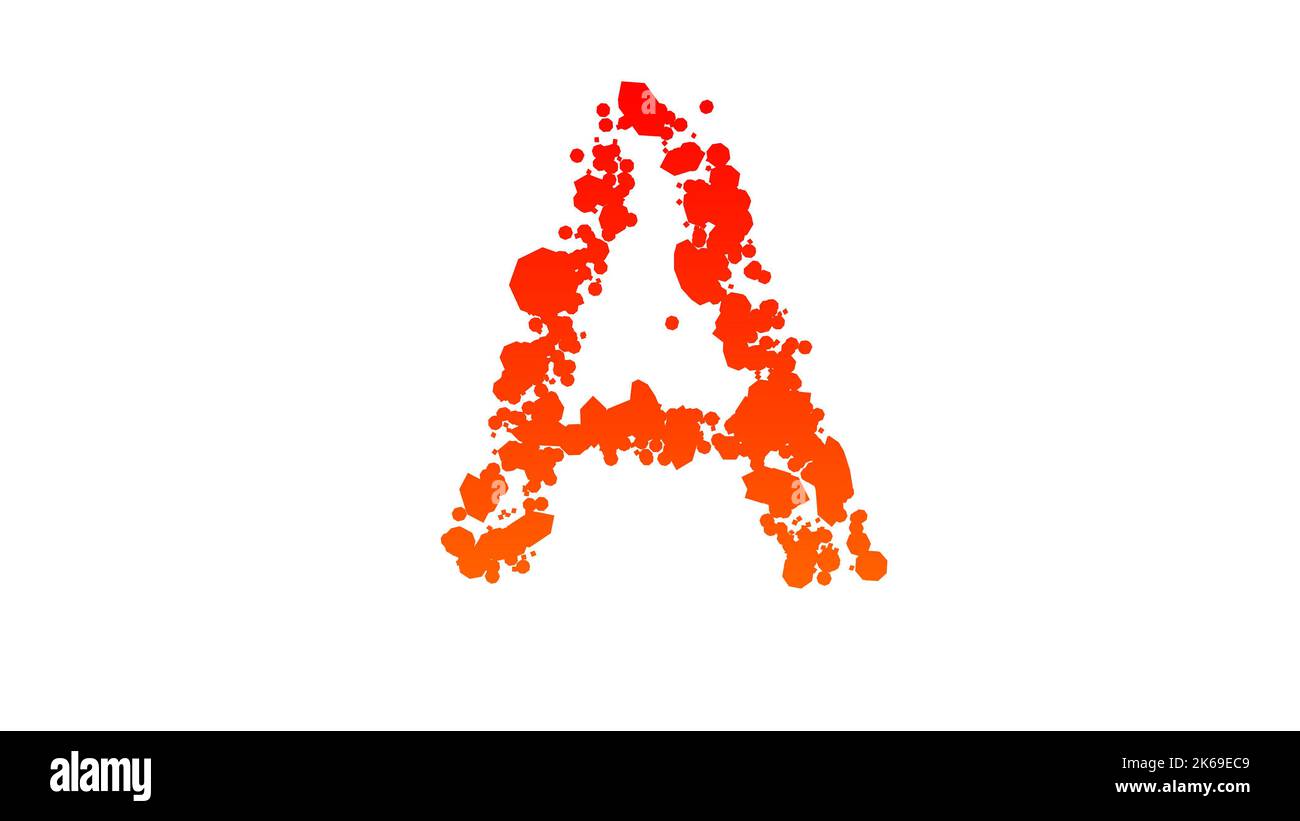 orange - red cartoon paint patches style alphabet, letter A, isolated ...