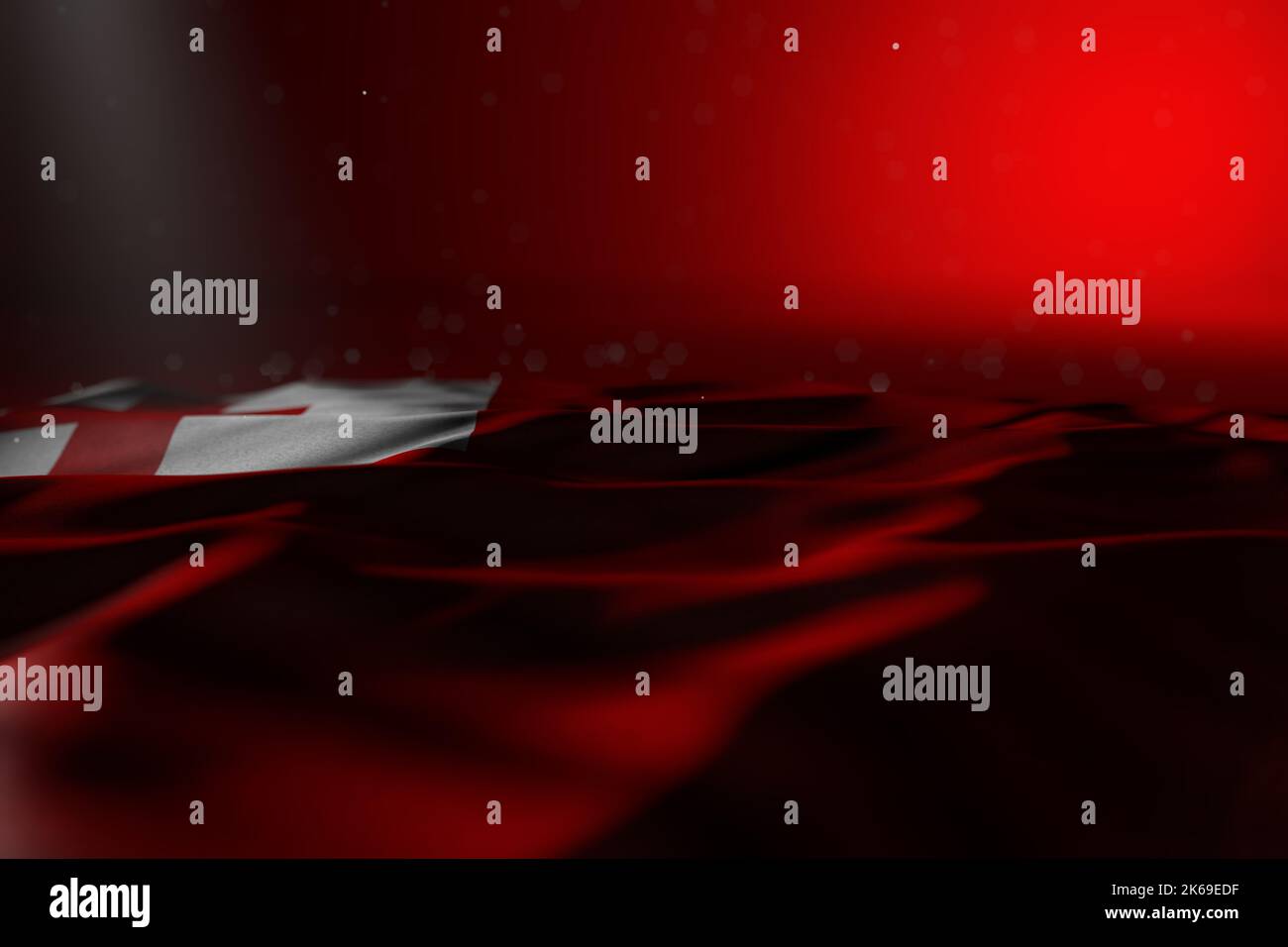 wonderful dark illustration of Tonga flag lay on red background with ...