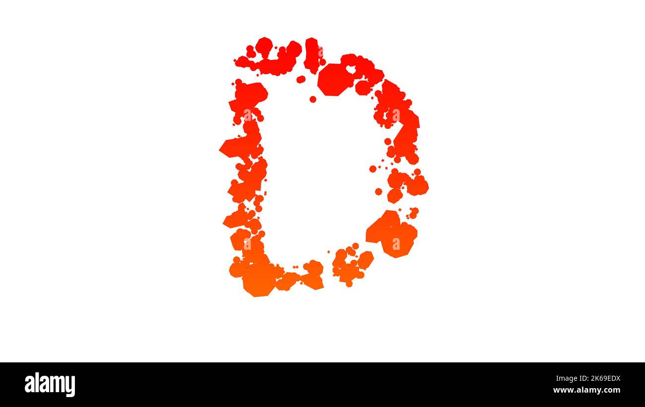 orange - red cartoon paint patches style font, letter D, isolated ...