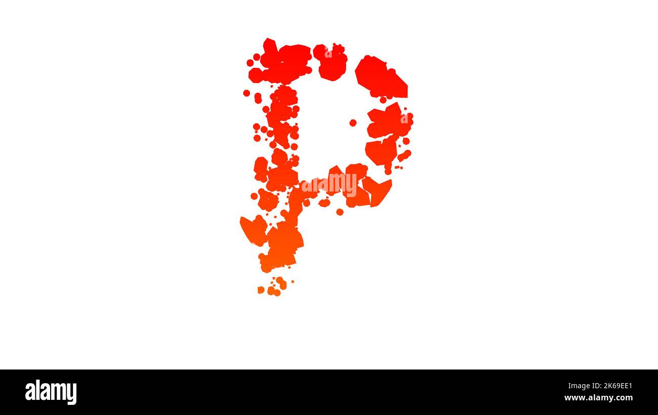 orange - red cartoon color blots style alphabet, letter P, isolated ...