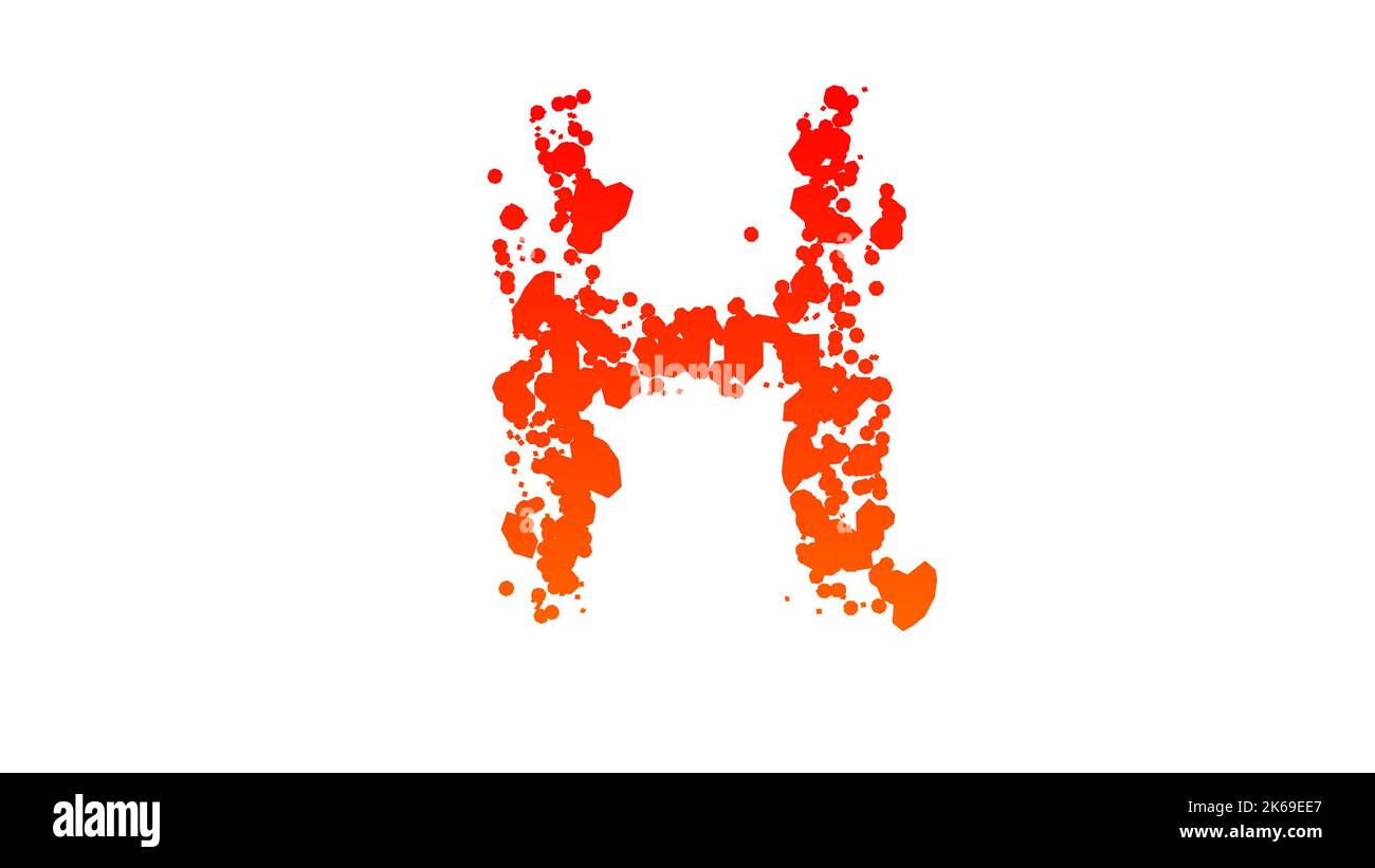 orange - red cartoon colour blots style font, letter H, isolated ...