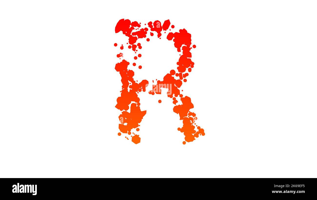 orange - red cartoon stain blots style alphabet, letter R, isolated ...