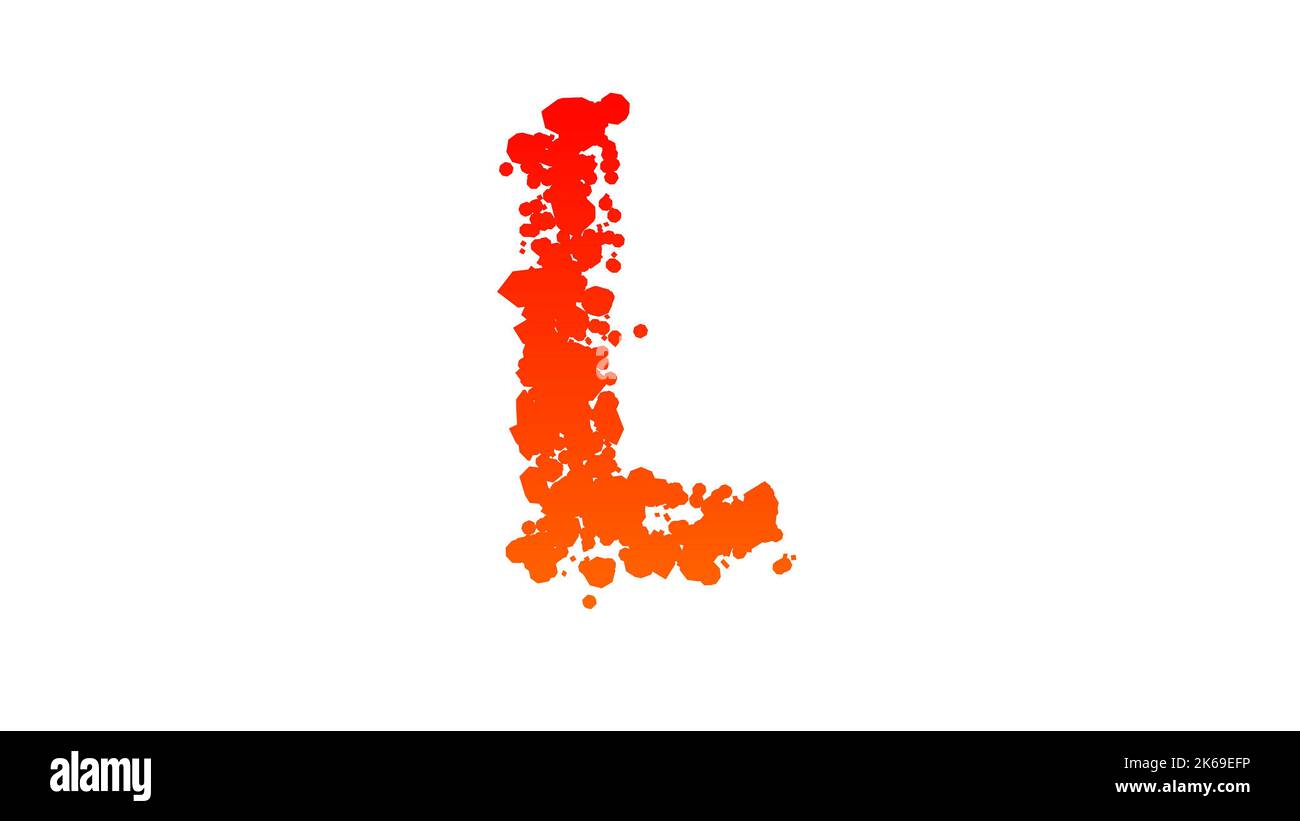 orange - red cartoon color blots style alphabet, letter L, isolated ...