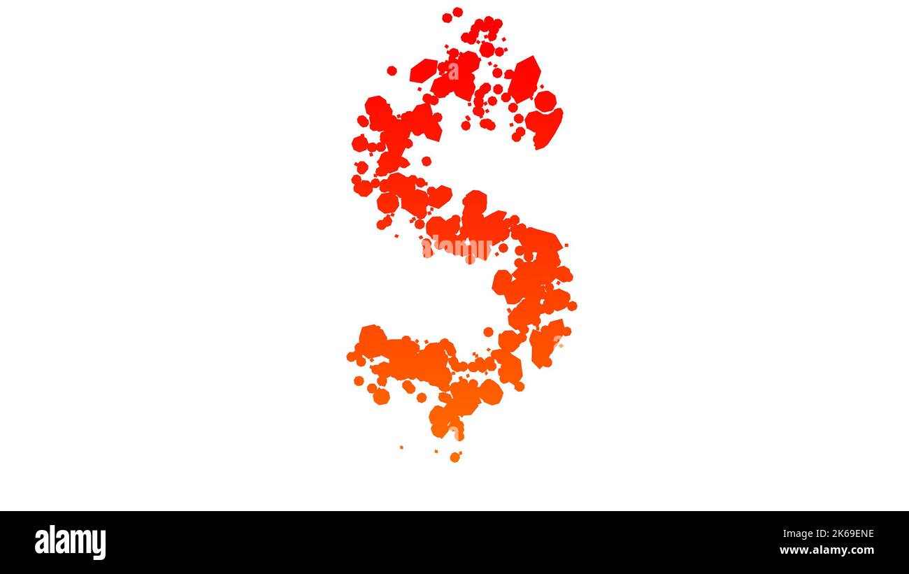 orange - red cartoon color blots style alphabet, dollar - peso sign ...