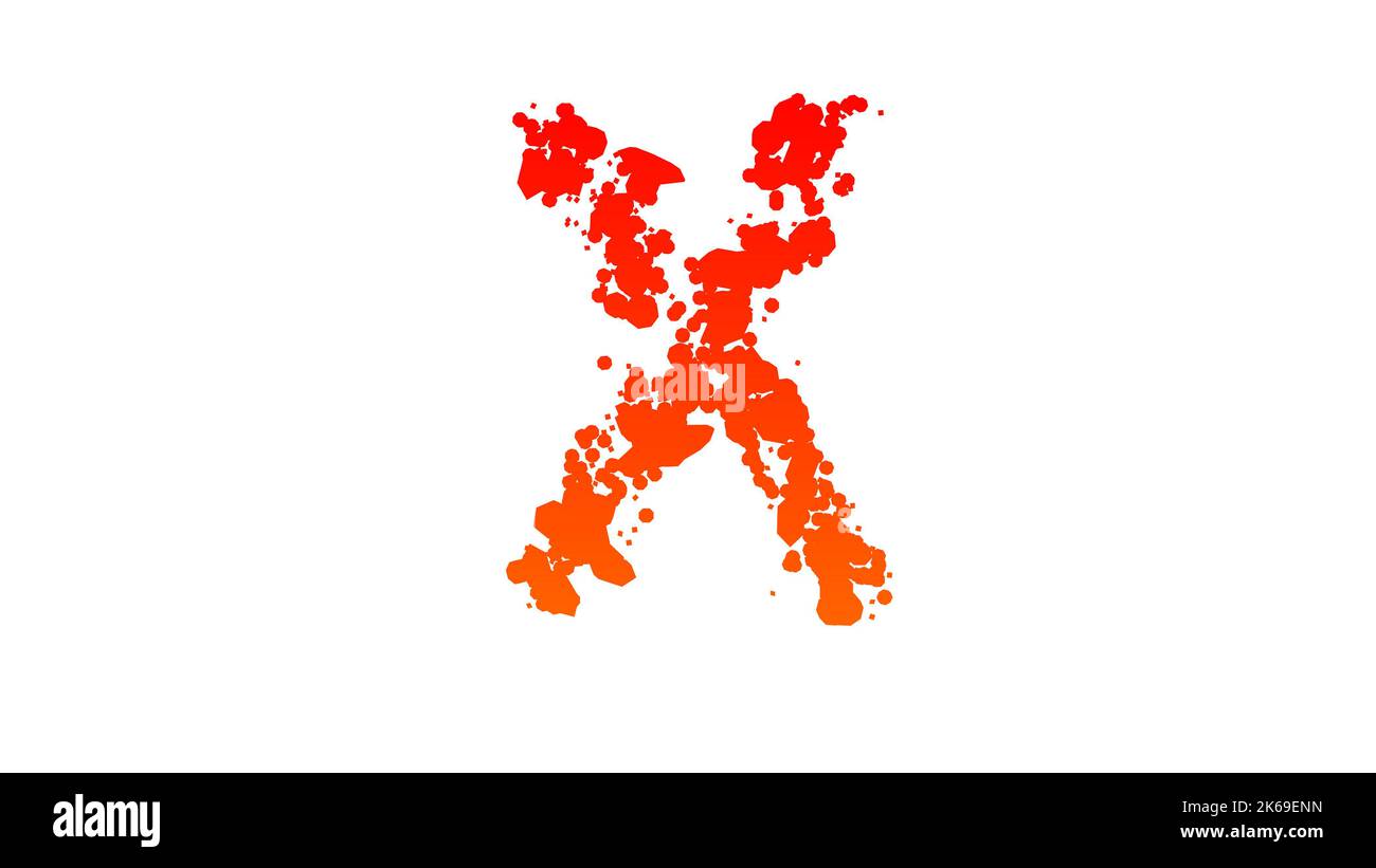 orange - red cartoon stain patches style font, letter X, isolated ...