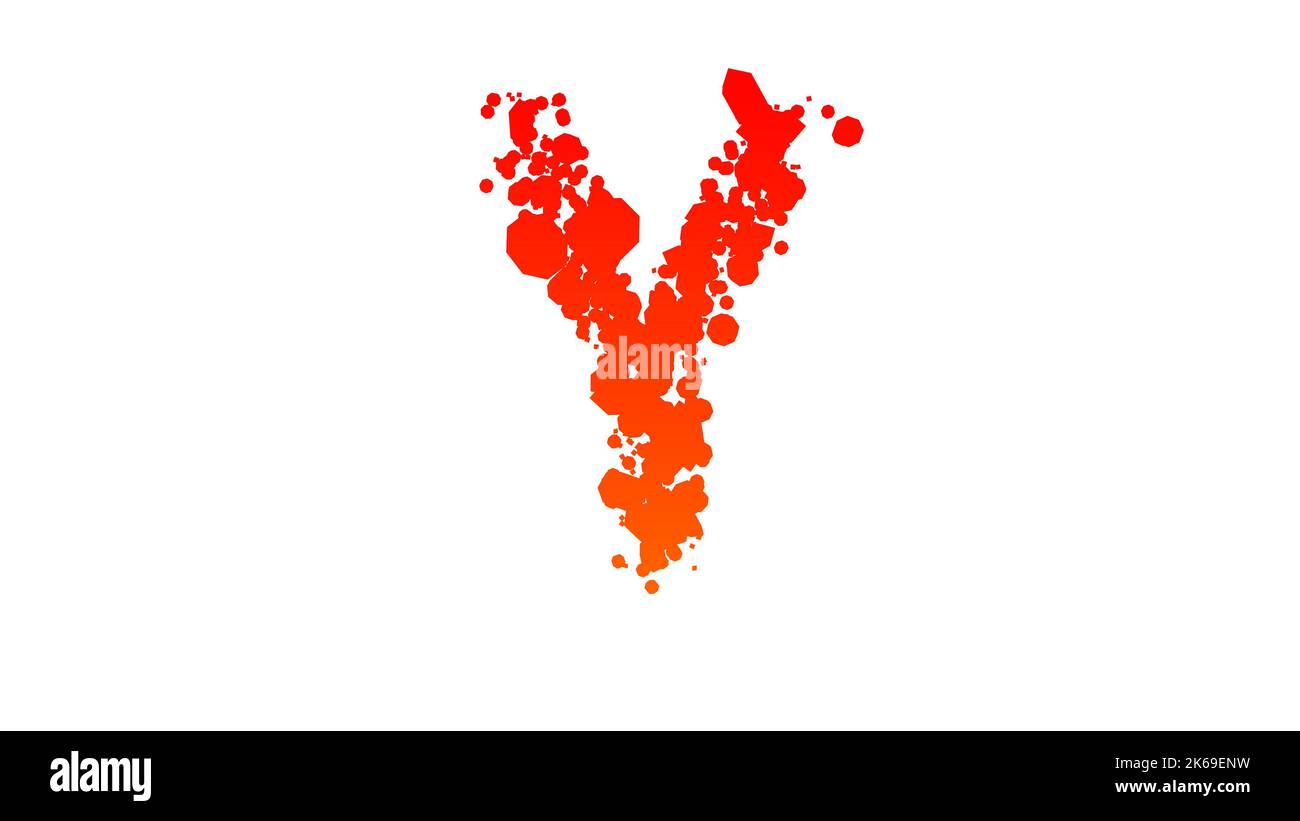 orange - red cartoon paint blots style font, letter Y, isolated ...