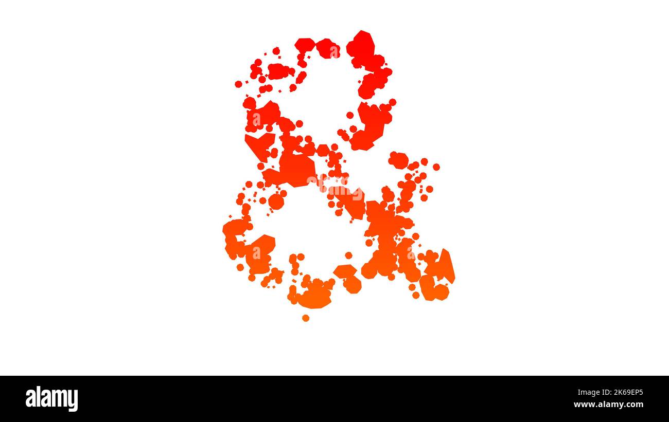 orange - red cartoon color blots style alphabet, ampersand, isolated ...