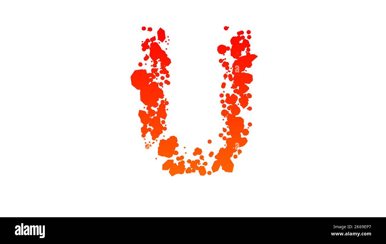orange - red cartoon stain patches style font, letter U, isolated ...