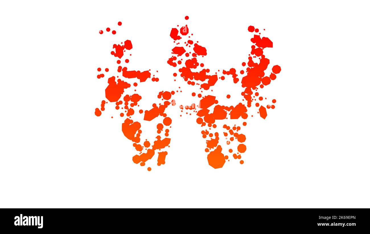 orange - red cartoon stain blots style alphabet, won sign, isolated ...