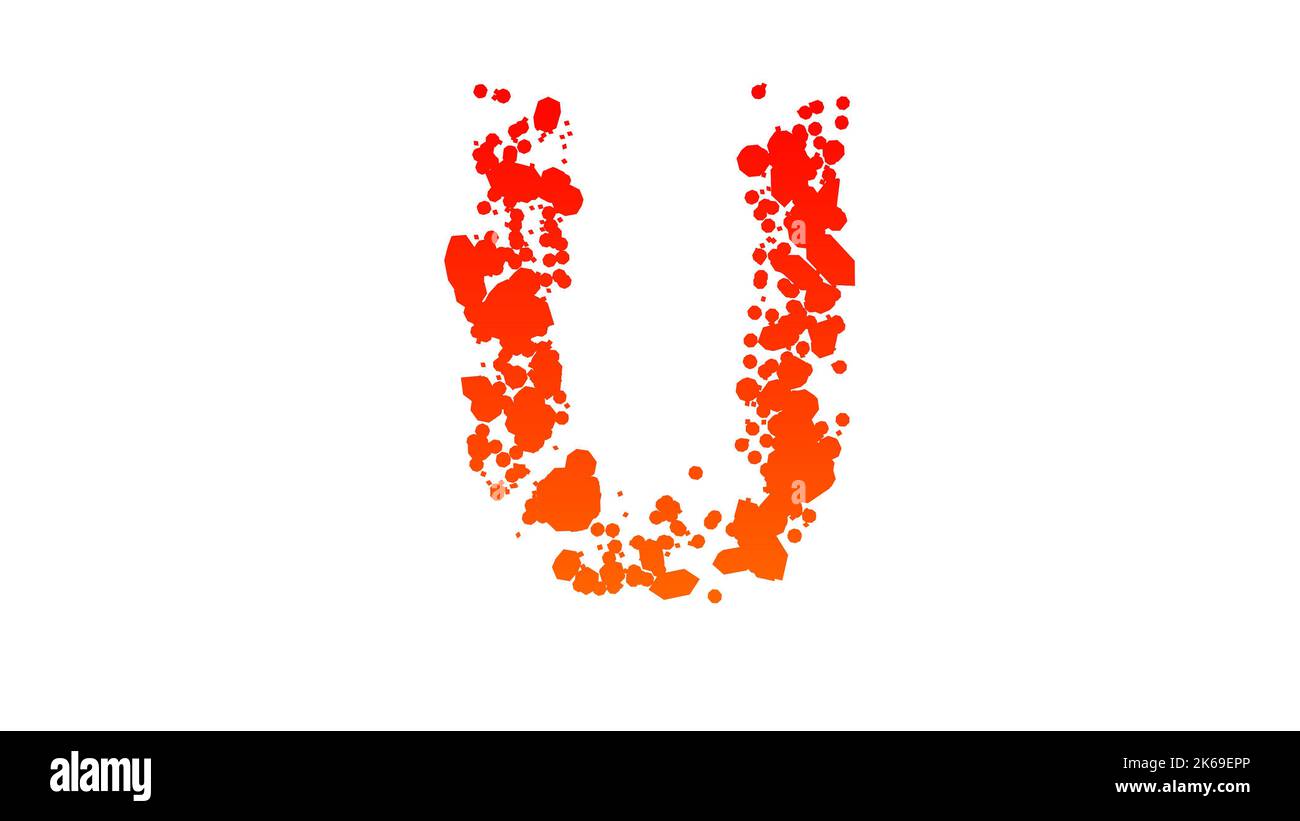 orange - red cartoon tint blots style font, letter U, isolated - object ...