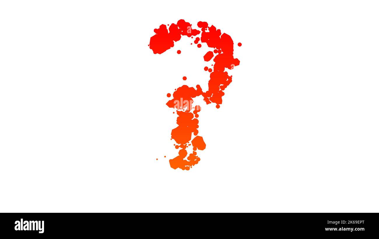 orange - red cartoon color blots style font, question mark, isolated ...