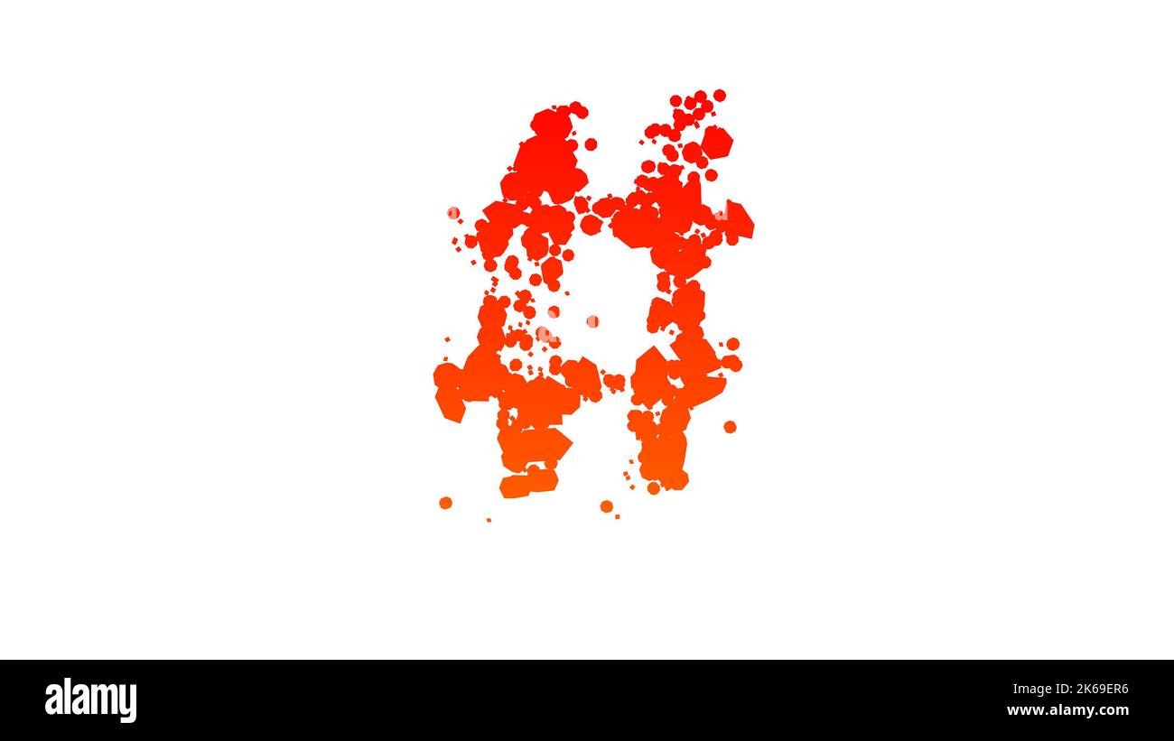 orange - red cartoon stain patches style alphabet, number sign ...