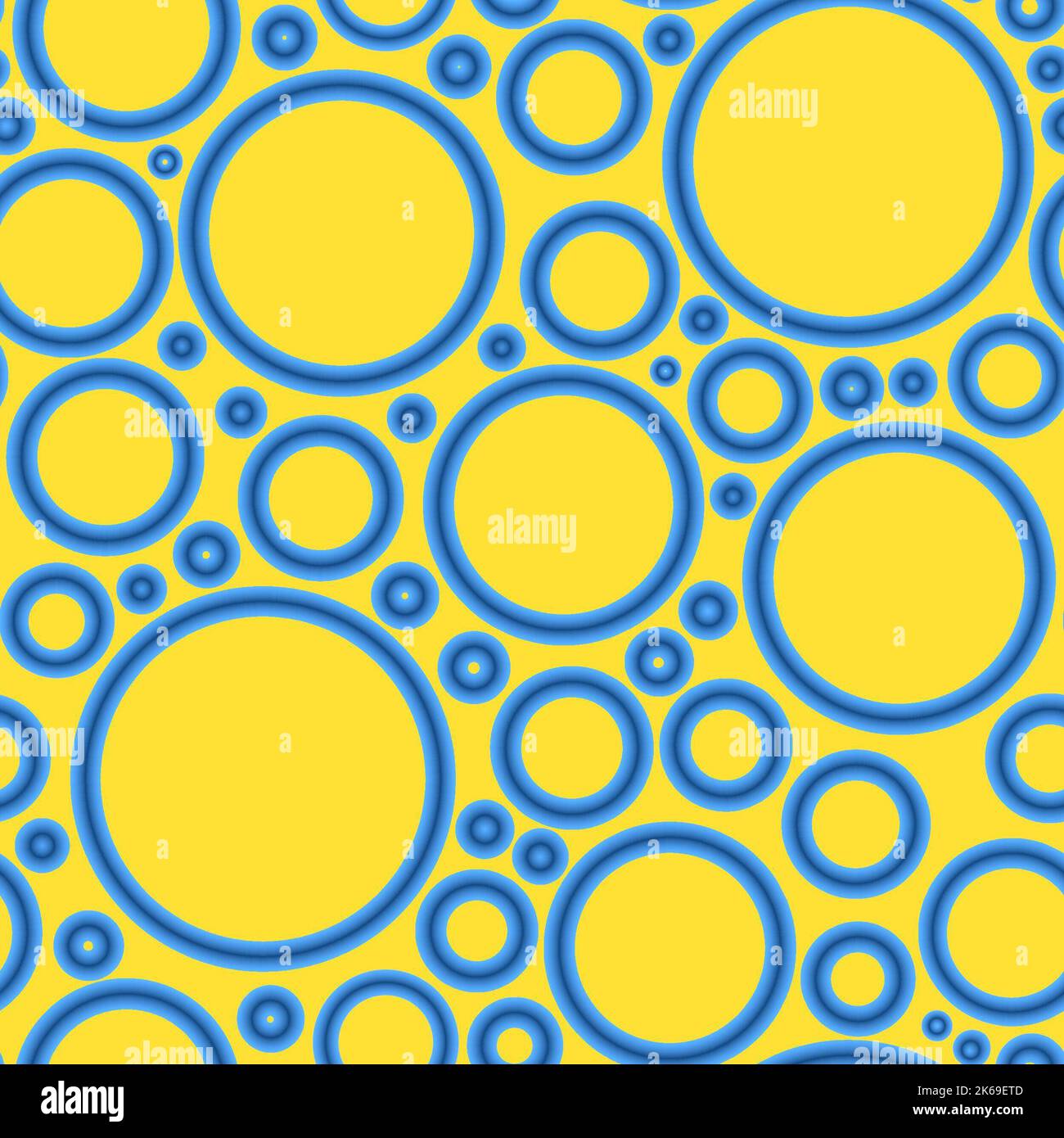 Geometric abstract seamless pattern randomly azure rings on yellow ...