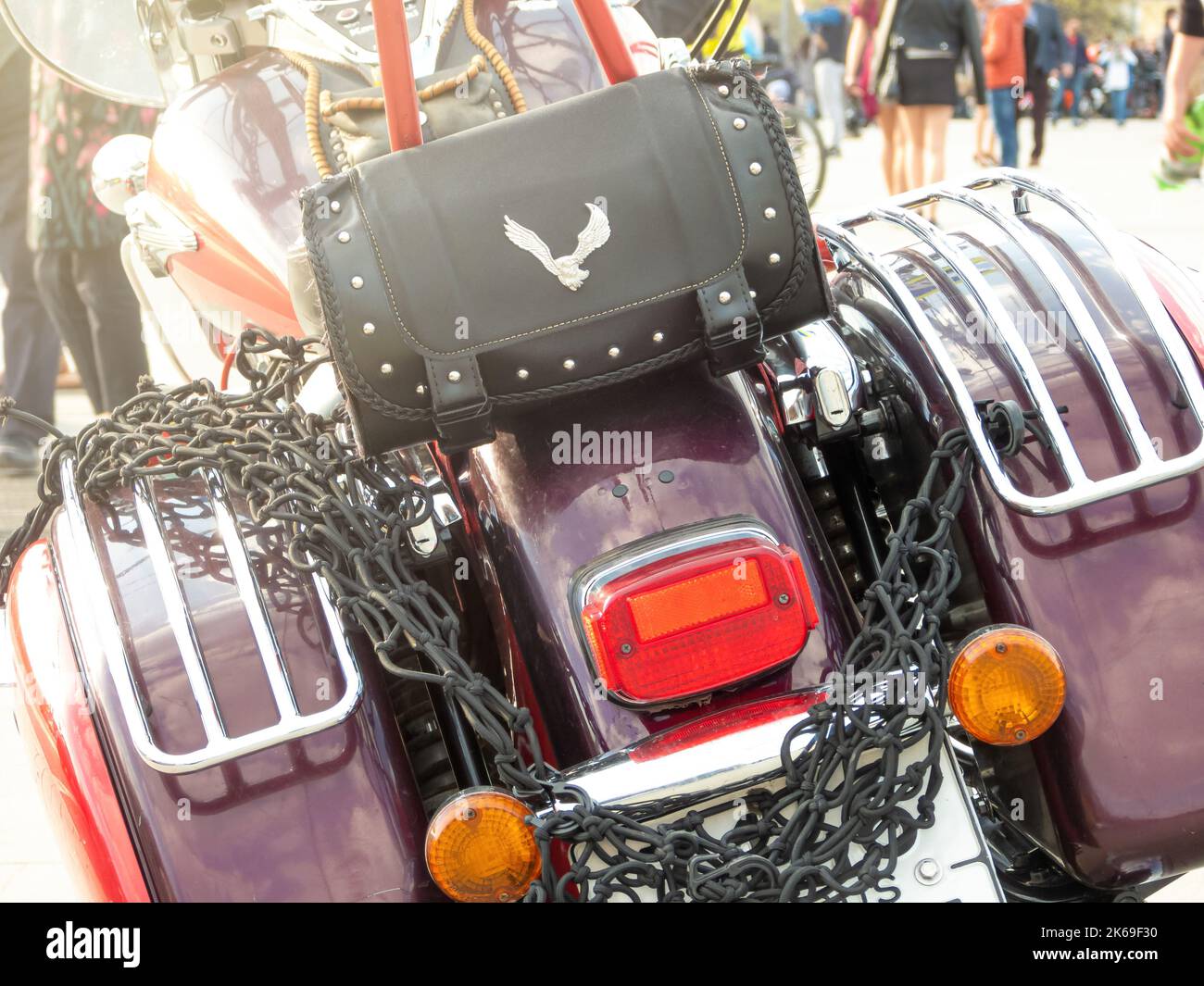 Moscow, Russia - May 1, 2019: Fragment of the motorcycle Kawasaki ...