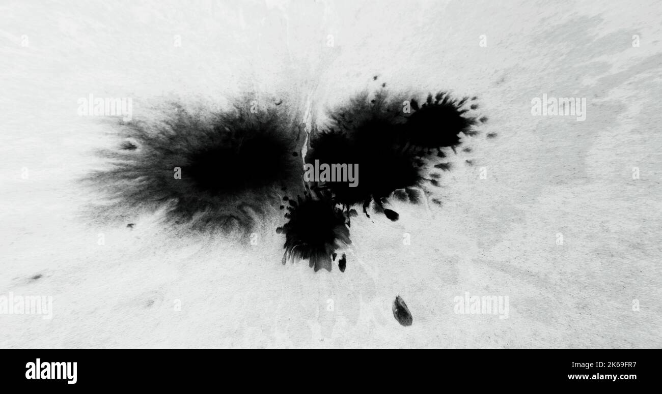 black ink splash on white paper writing concept Stock Photo - Alamy