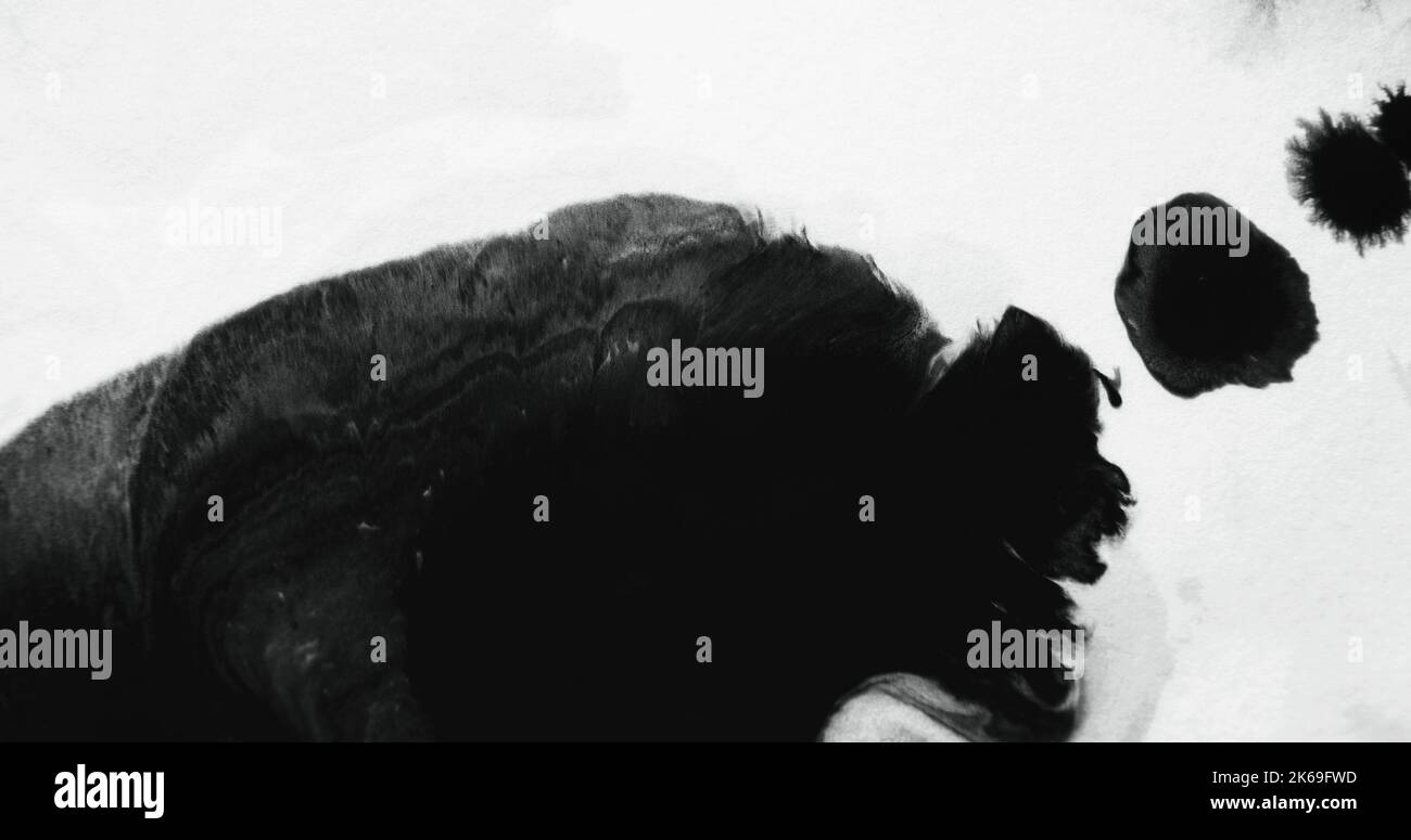 black ink splash on white paper splatter stain Stock Photo - Alamy
