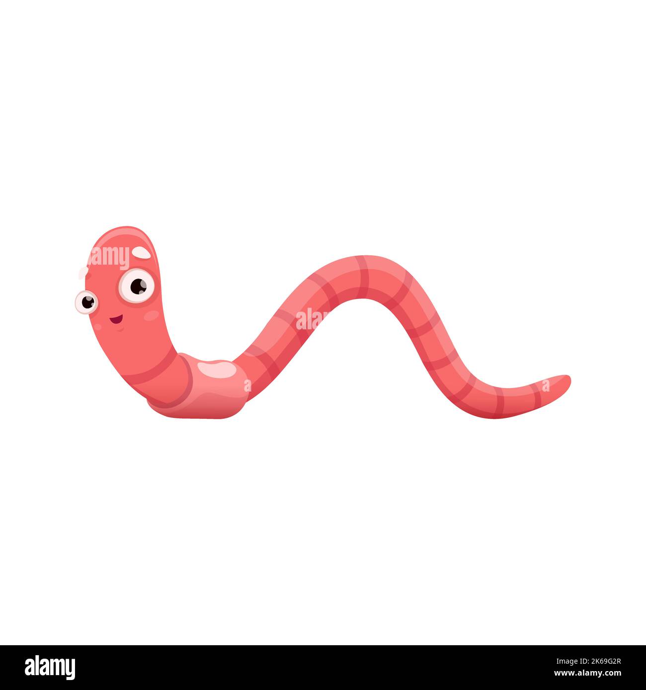Cute smiling worm cartoon character, funny crawling earthworm personage ...