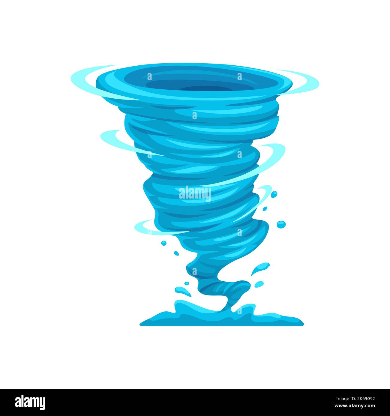 Cartoon tornado, storm, cyclone vector isolated twisted vortex. Blue ...