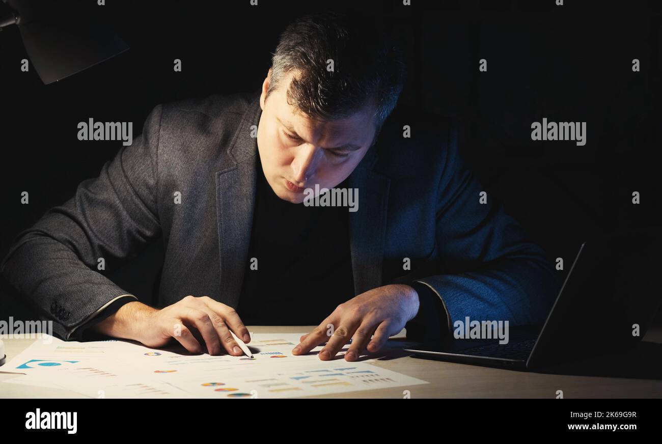 busy work concentrated man deadline Stock Photo - Alamy