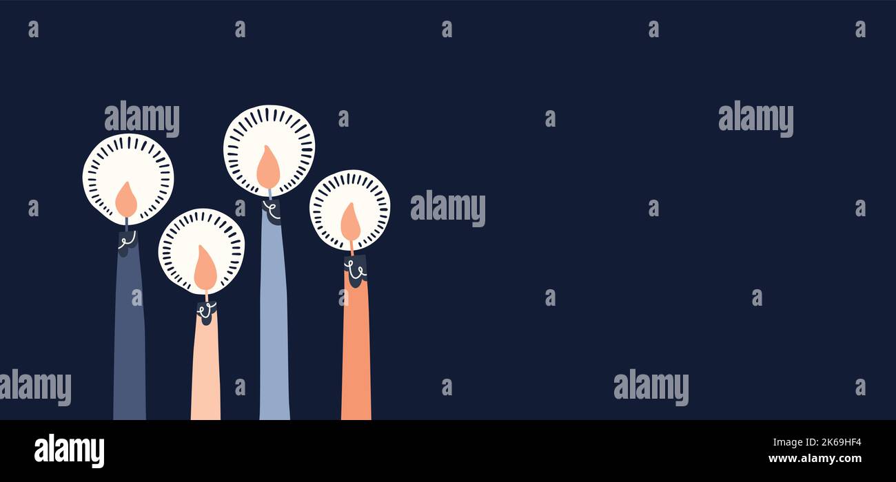Four Candles Retro Scandinavian Flat Illustration with Copyspace ...