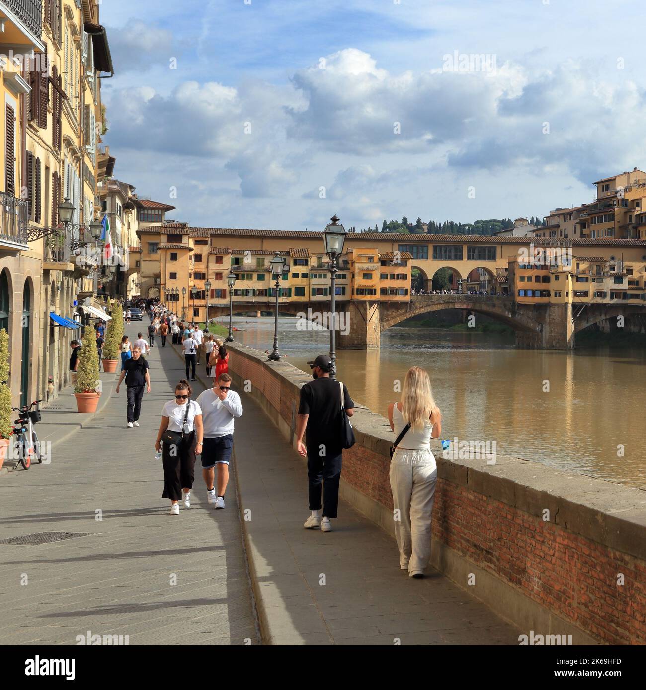 Arno River in Florence with Ponte Vecchio bridge Stock Photo - Alamy