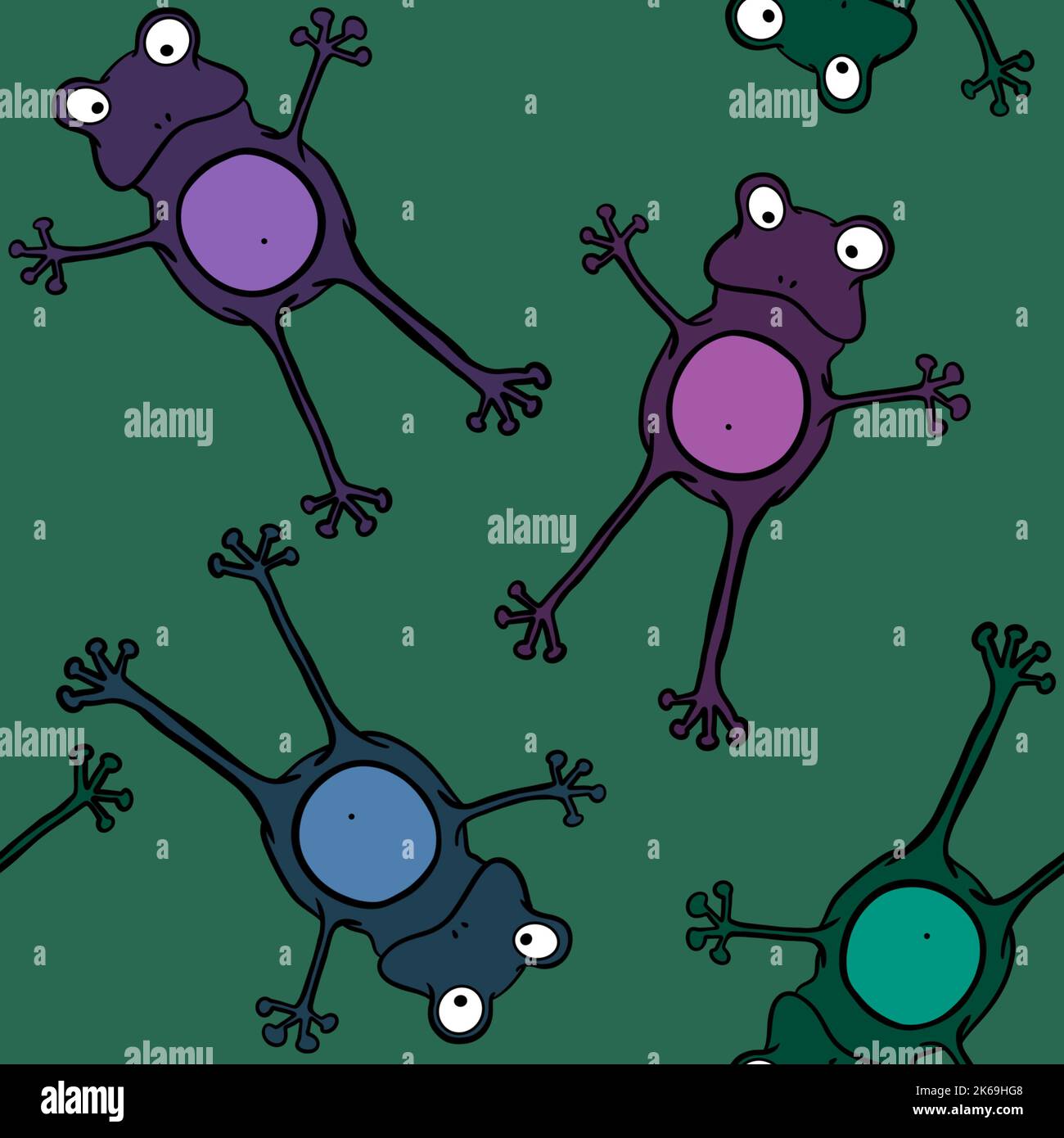 Animals cartoon seamless doodle frogs pattern for wrapping paper and ...